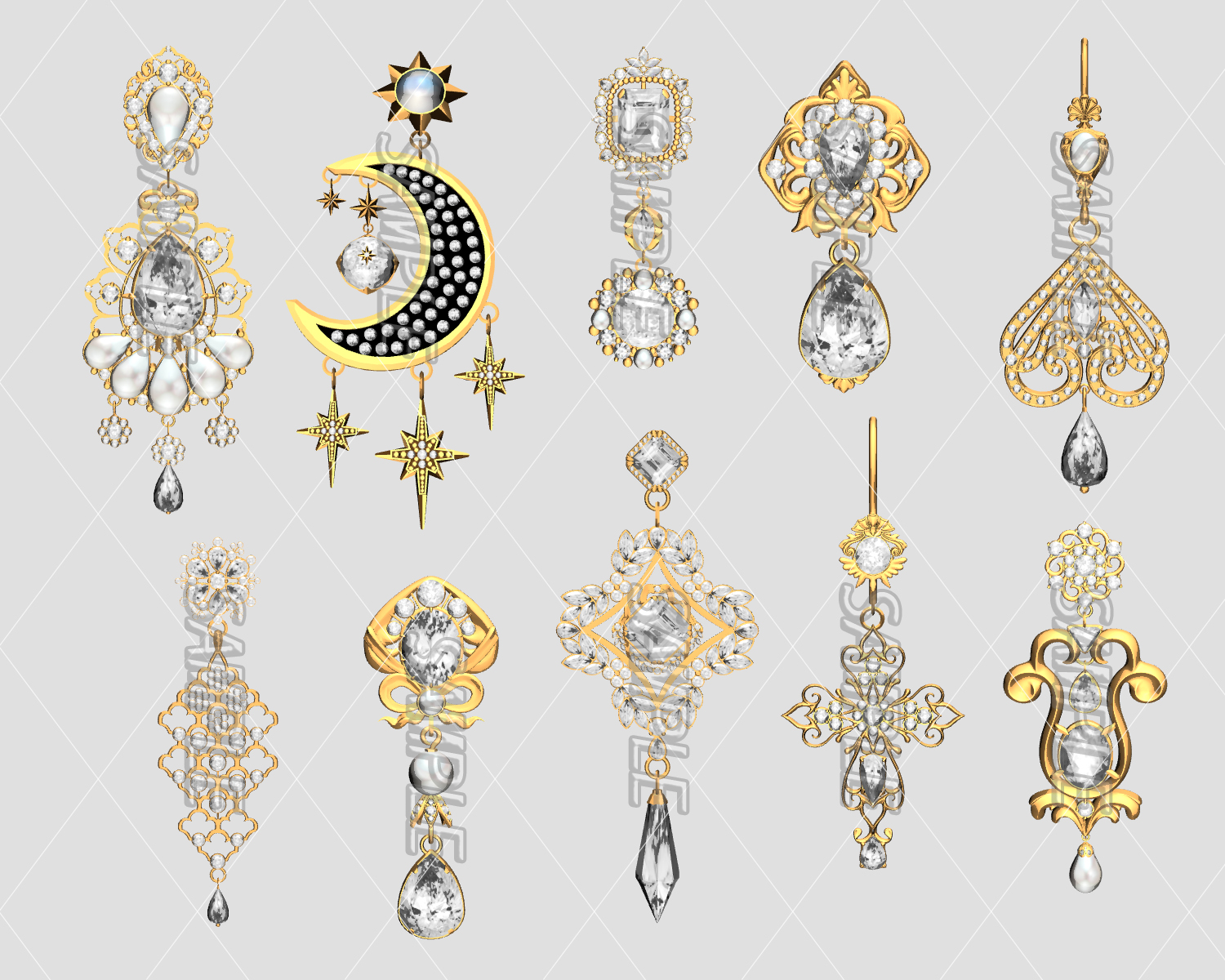 All-in-one Set: 30 Types of Dangling 3D Romantic Fantasy Earrings