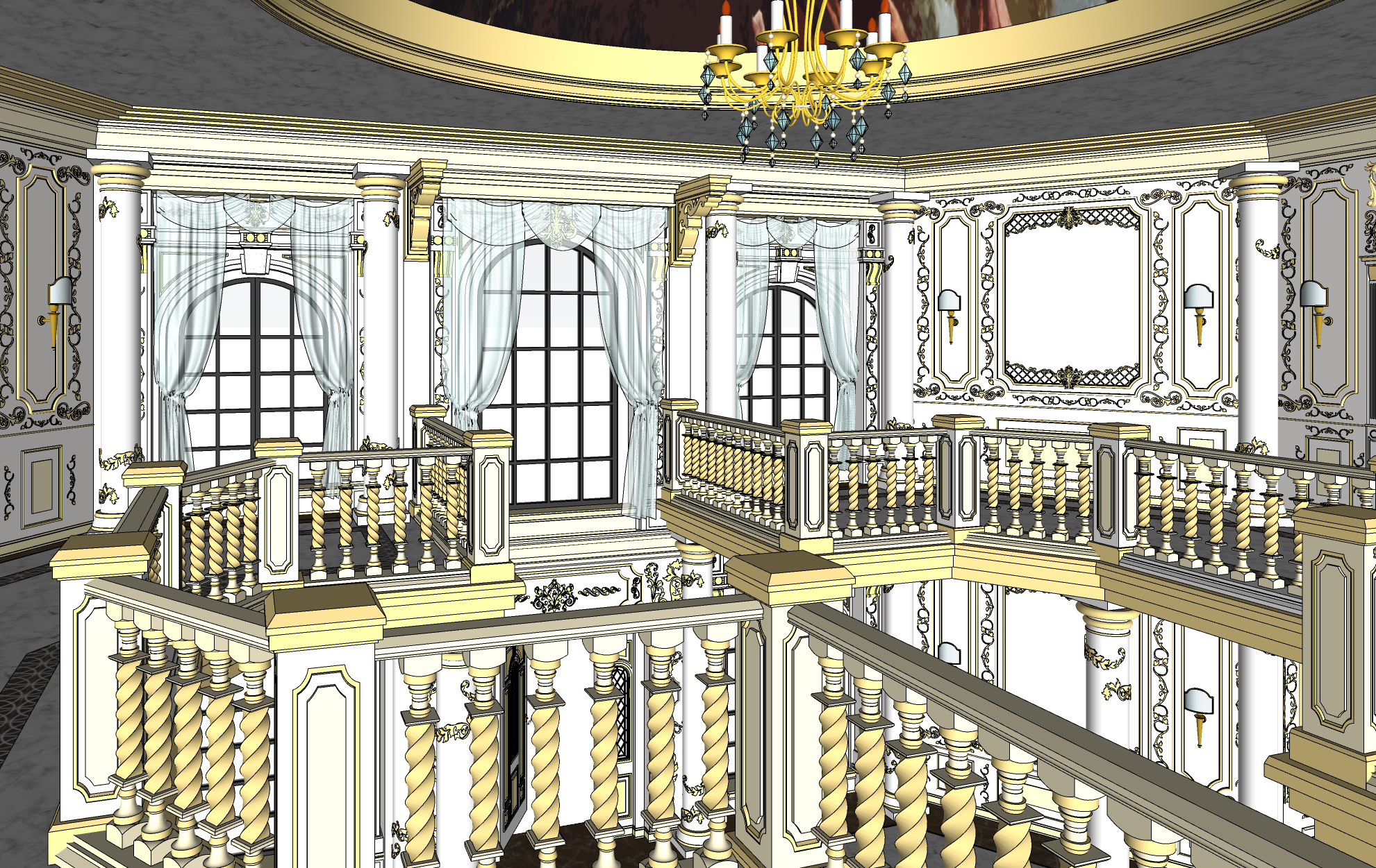 [Snaptoon+Sketchup] Fantasy Circular Hall with Light Pouring (2023.01. ...
