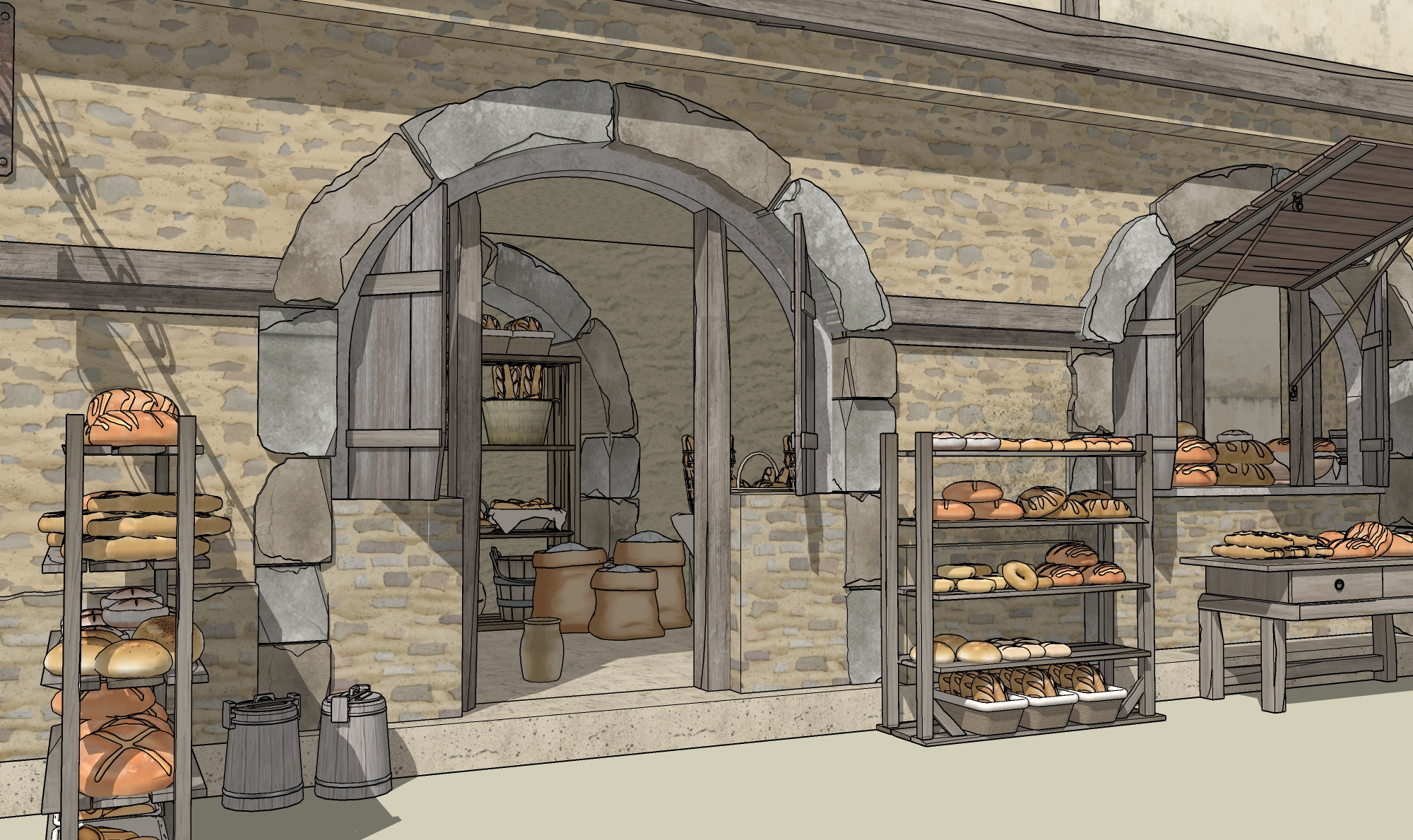 Medieval Village Scenery and Shops