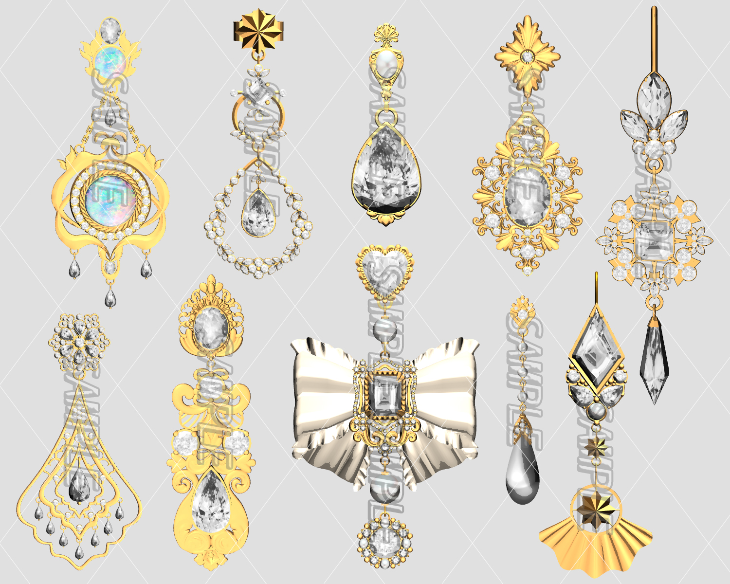 All-in-one Set: 30 Types of Dangling 3D Romantic Fantasy Earrings