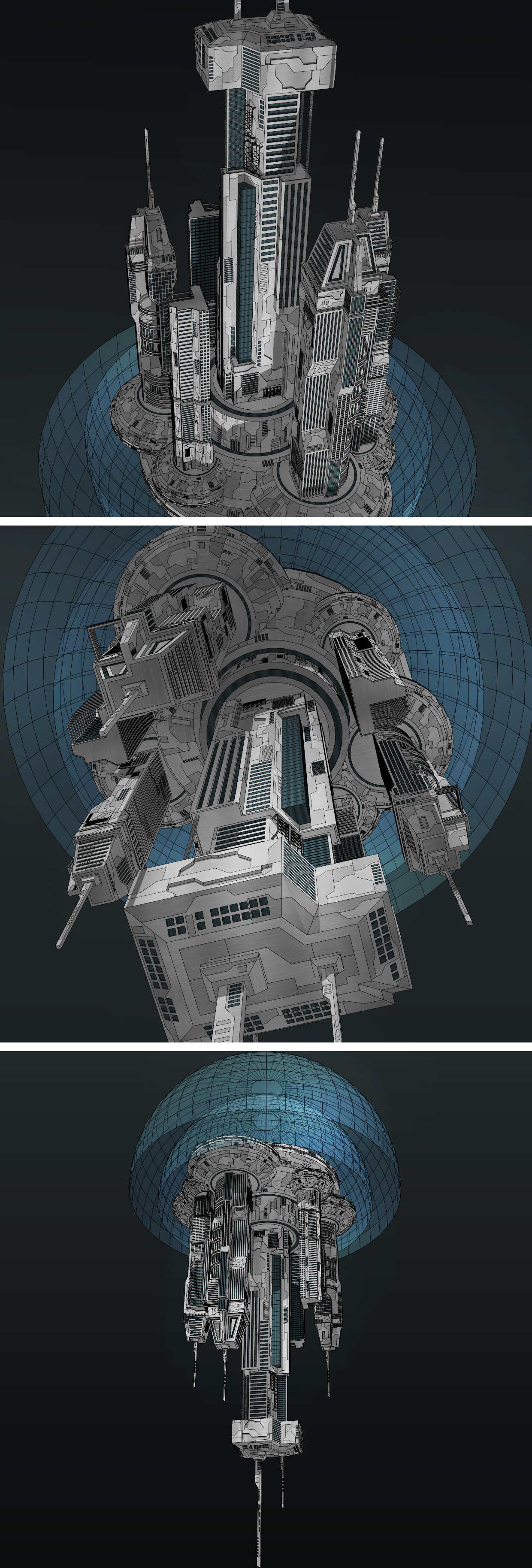 SF Style Dyson Sphere Future City Background Set