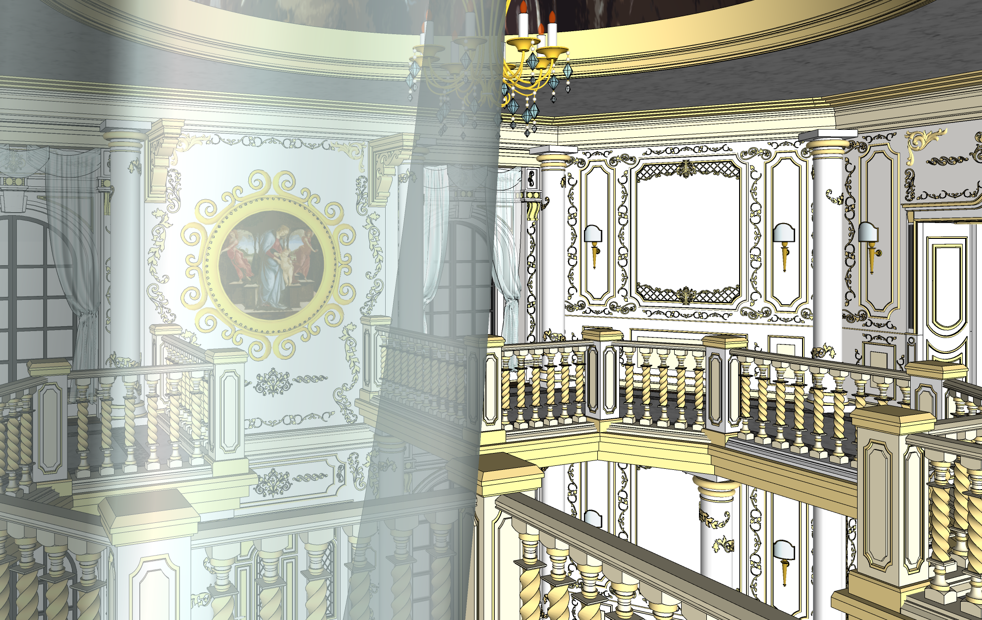 [Snaptoon+Sketchup] Fantasy Circular Hall with Light Pouring (2023.01. ...