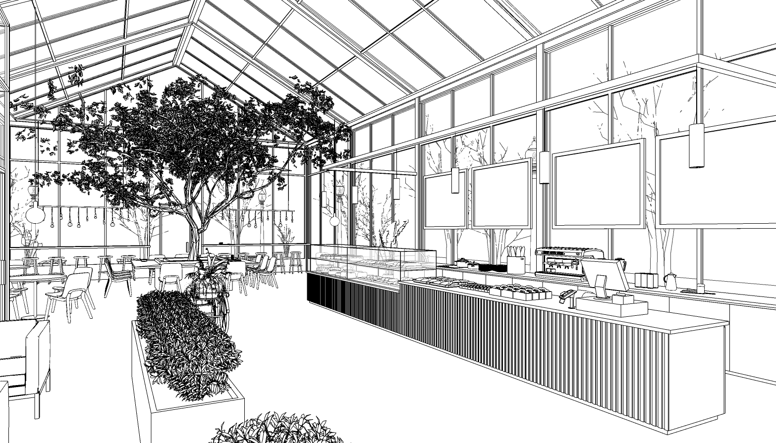 Spacious Glasshouse Cafe