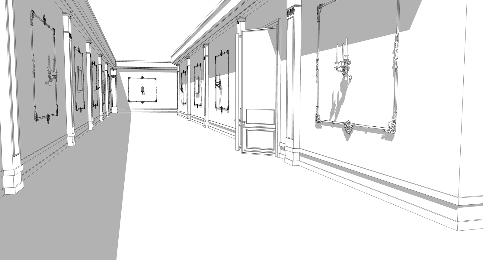 Romantic Fantasy Style Mansion Drawing Room Interior