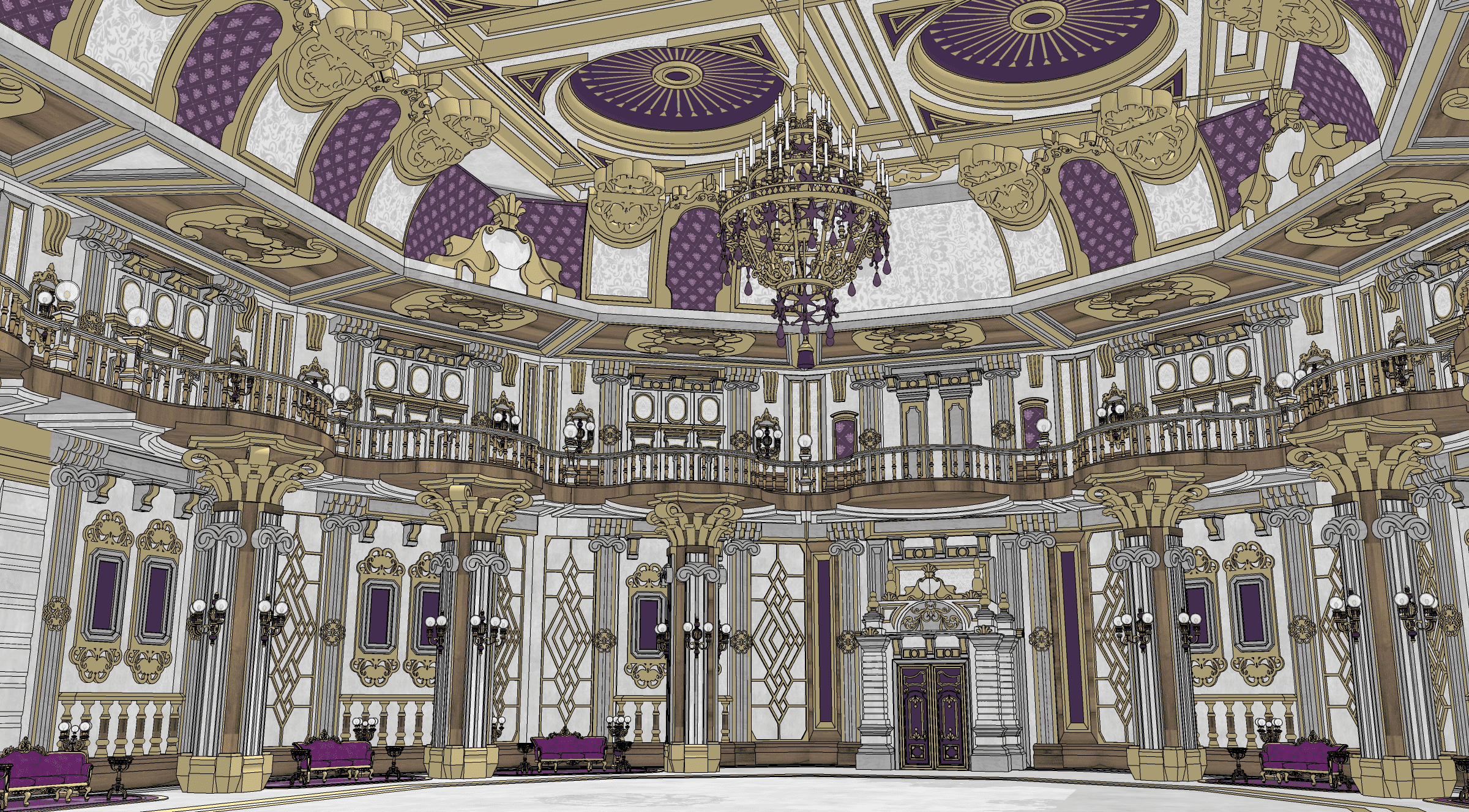 Baroque Style Magic School - Banquet Hall