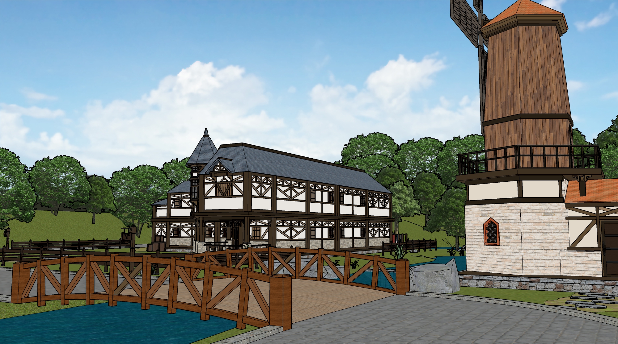 Inn with Fantasy Medieval Style Stables