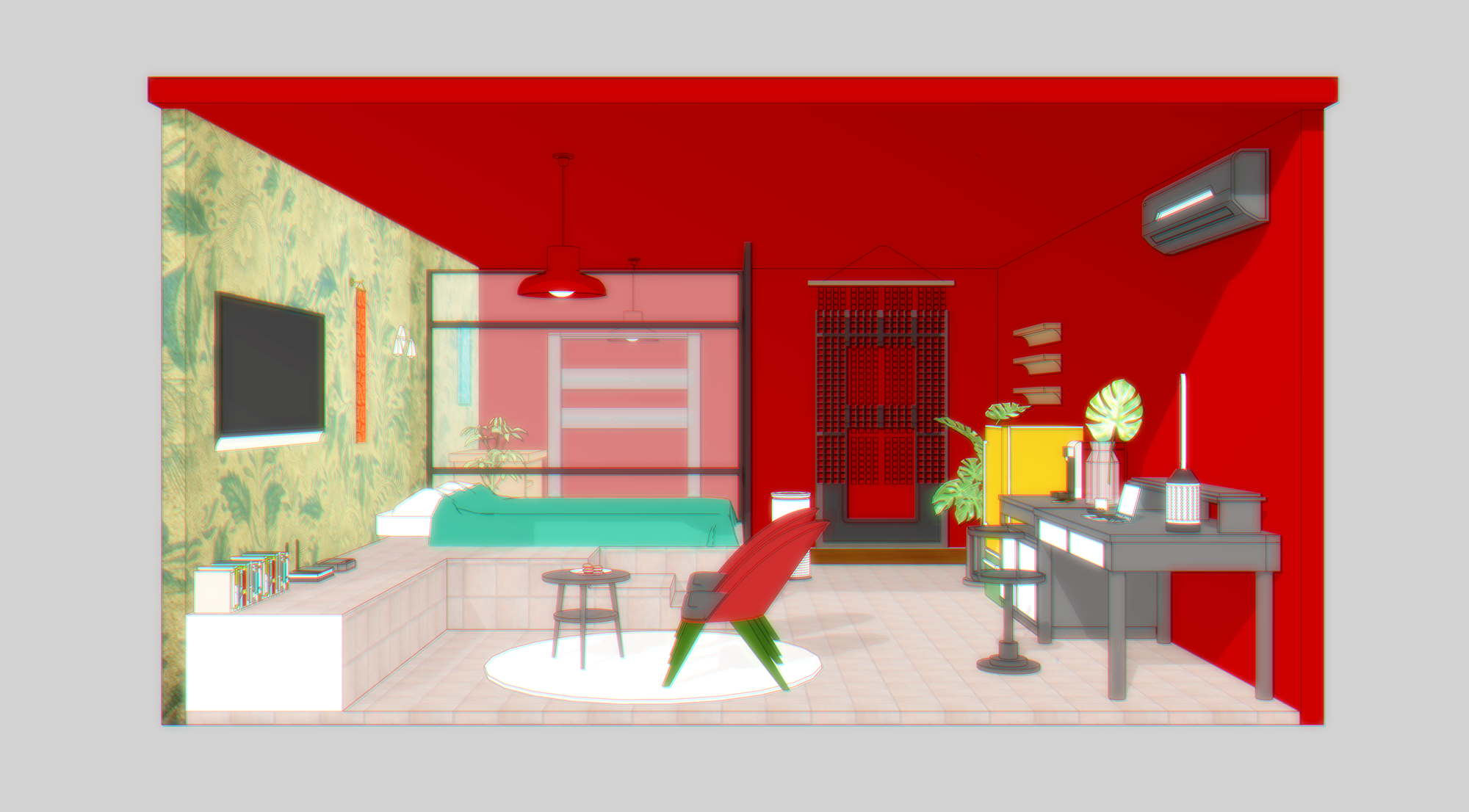 Noir Hong Kong style officetel room