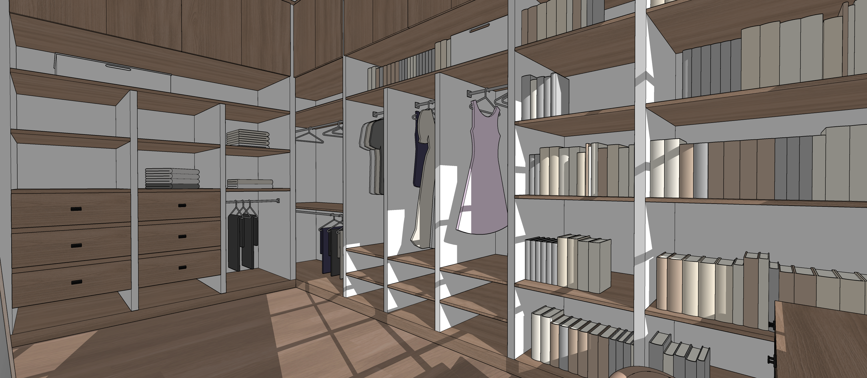 Bedroom With Open Closet
