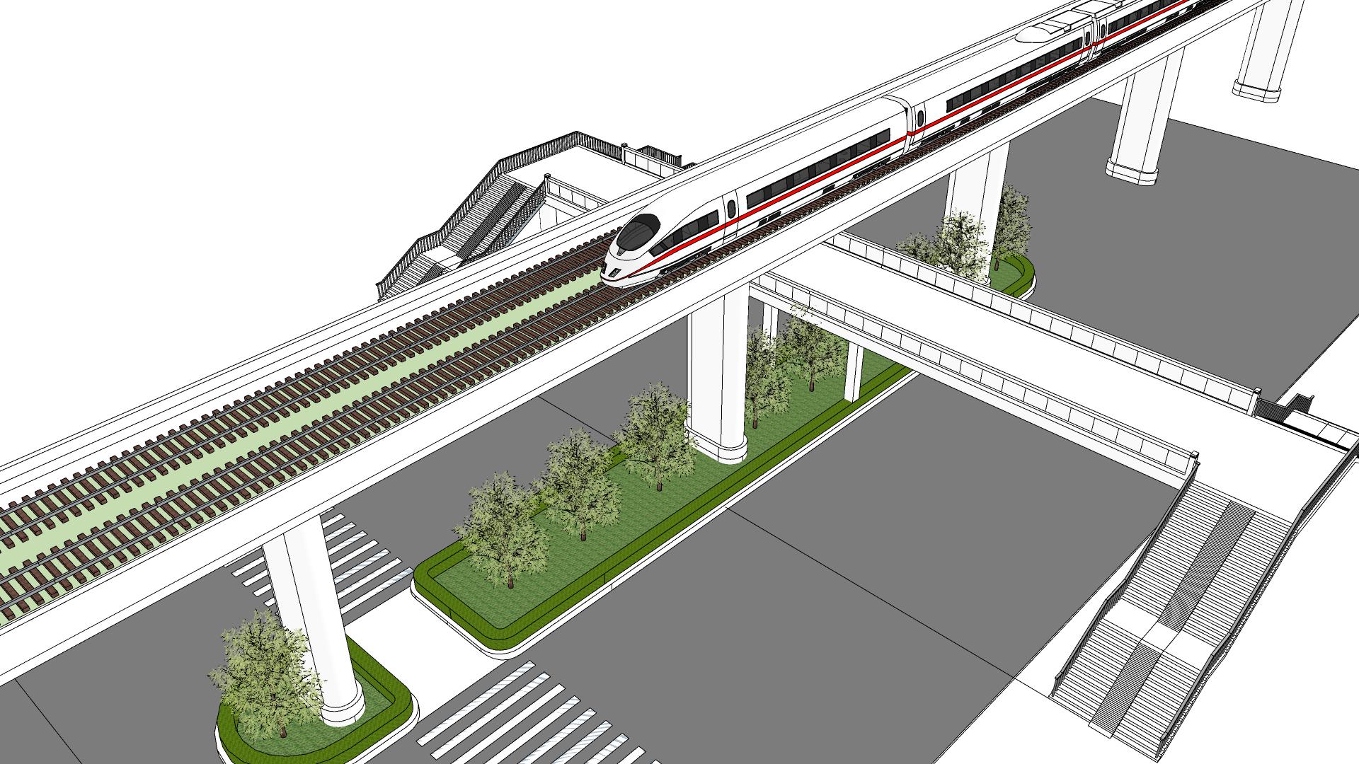 High-speed rail, Overpass, Train