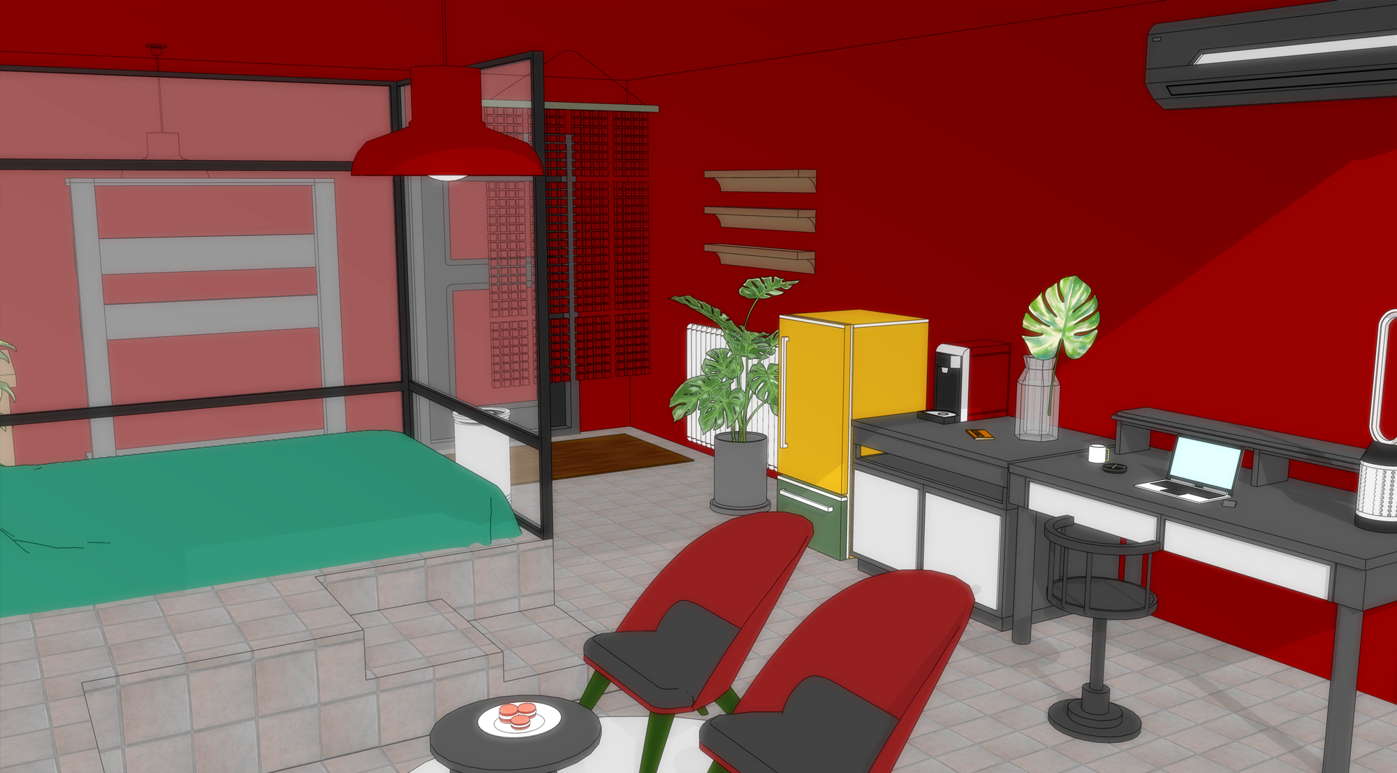 Noir Hong Kong style officetel room