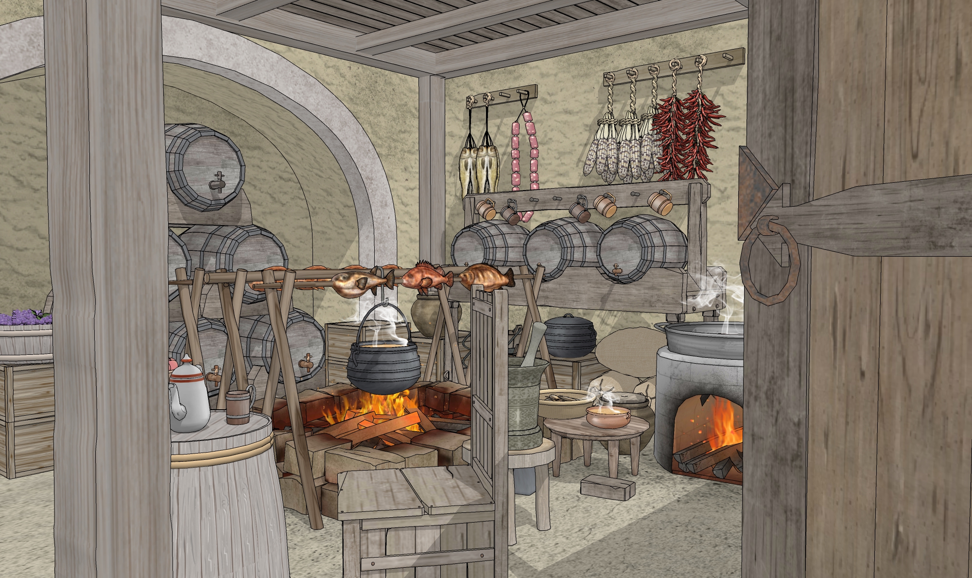 Medieval Village Scenery and Shops