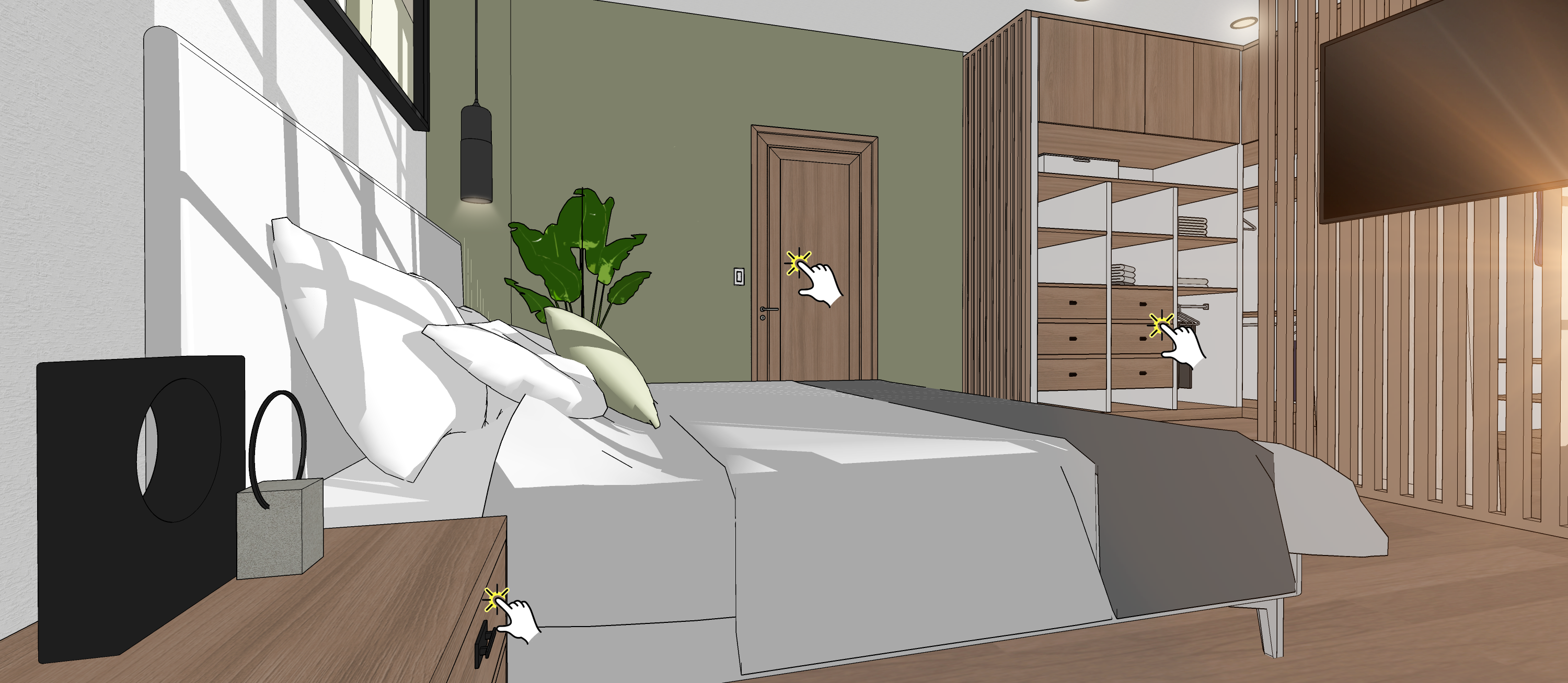 Bedroom With Open Closet