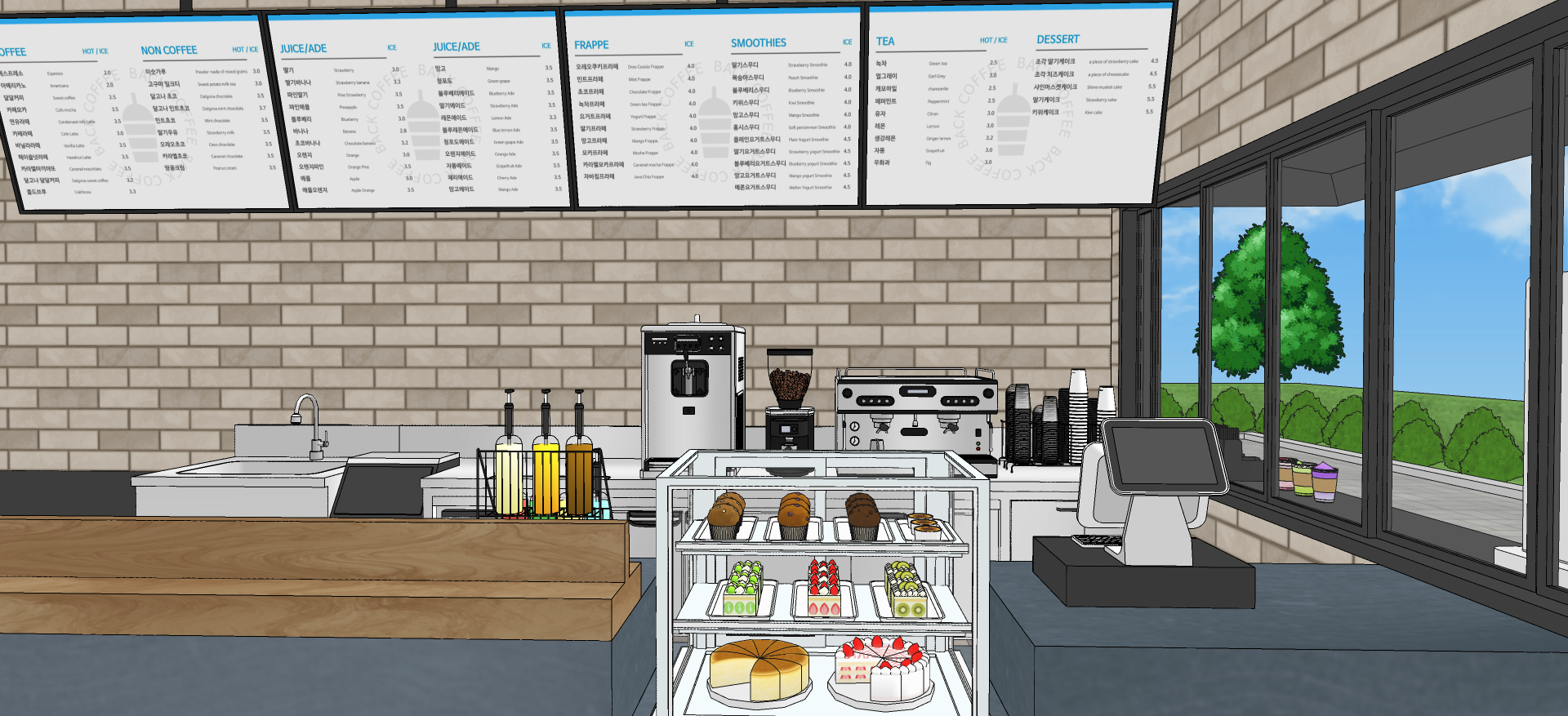 Takeout Cafe - Back Coffee with Drink and Desserts