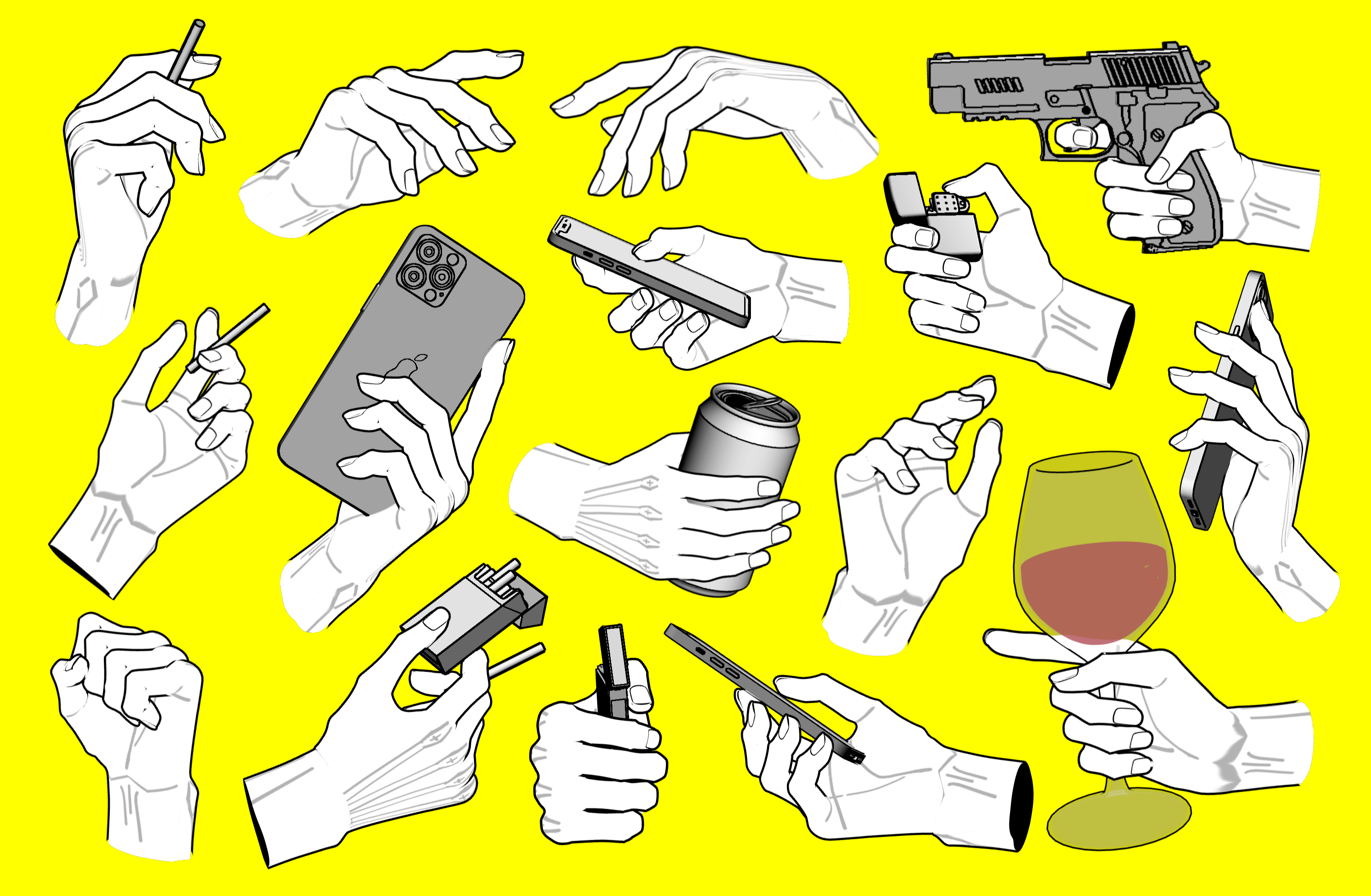 Poseable Hand + Hand Pose Collection + Props 3D Models (Rigged)