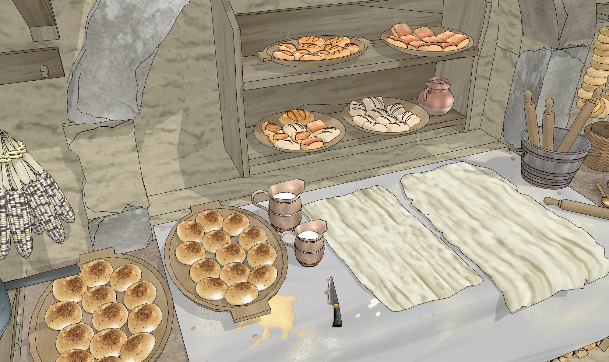 Medieval Village Scenery and Shops