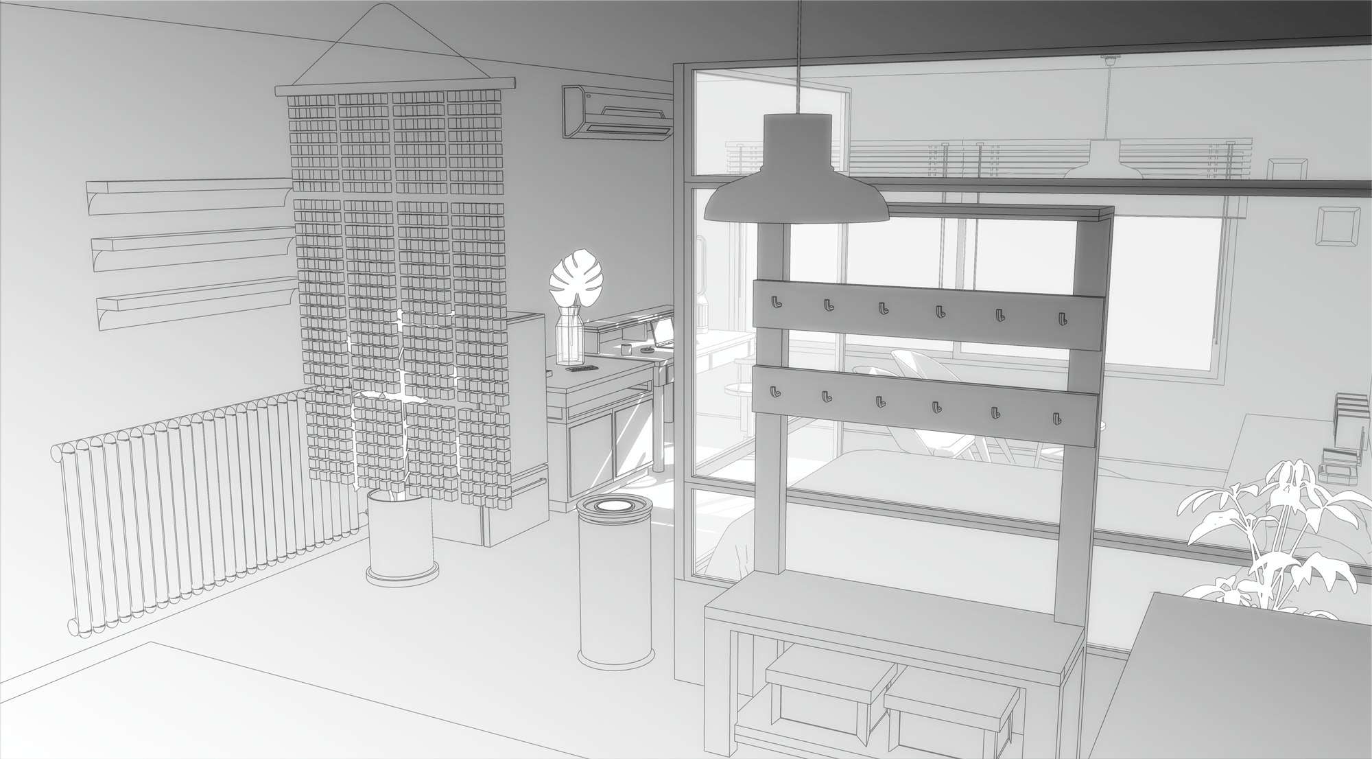 Noir Hong Kong style officetel room