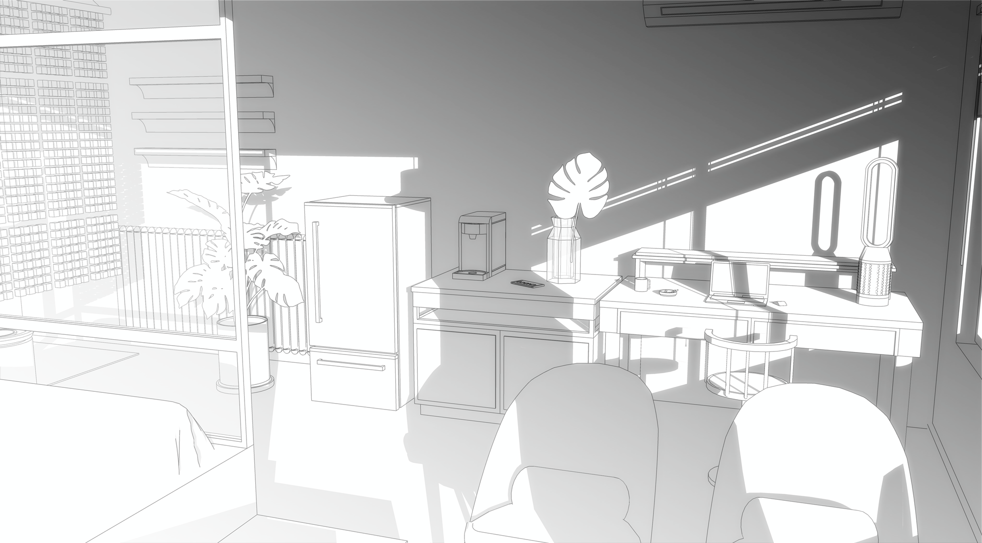 Noir Hong Kong style officetel room