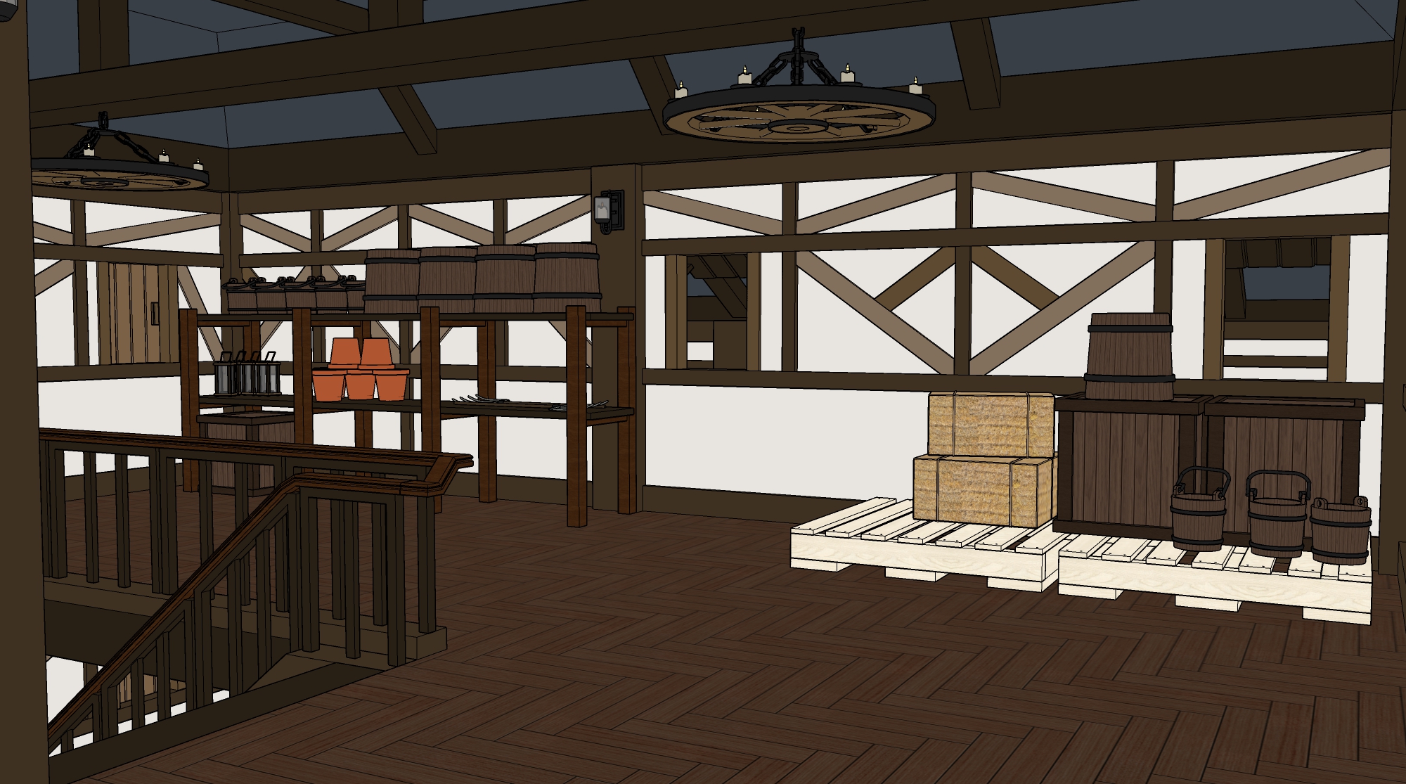 Inn with Fantasy Medieval Style Stables