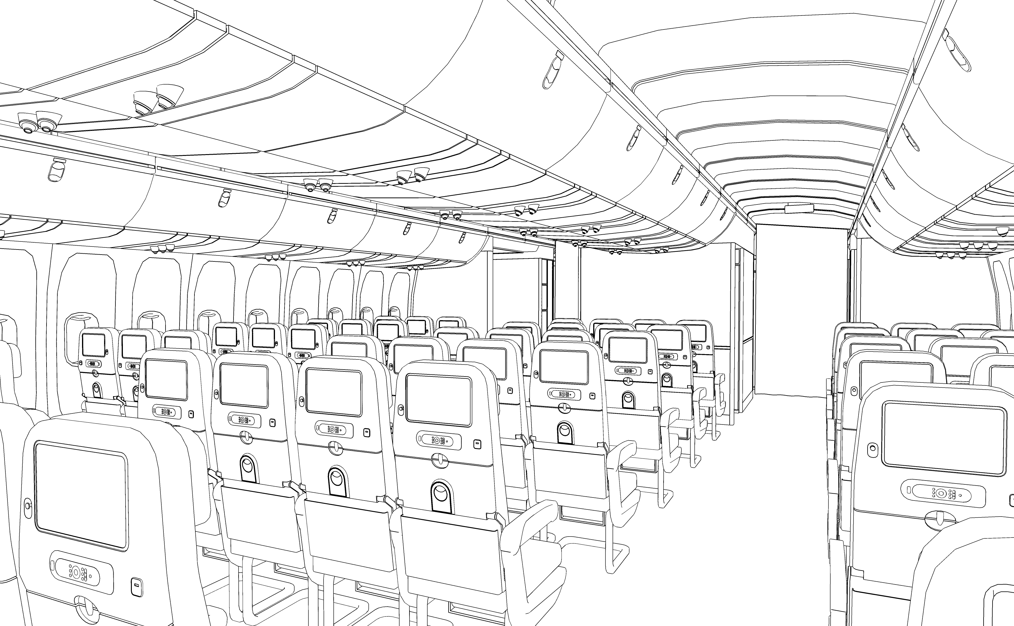 Airplane Cockpit and Cabin Interior Set