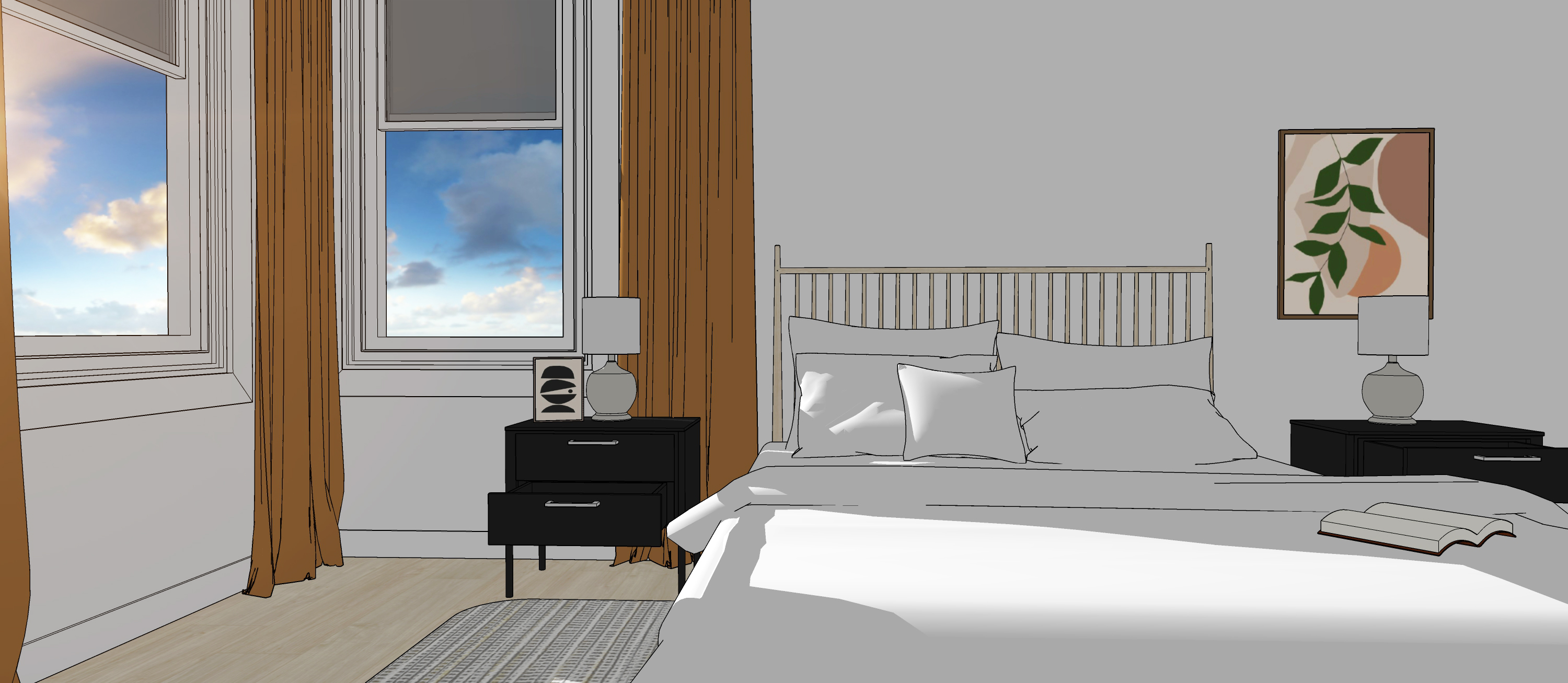 Fresh Casual Bedroom (2 versions)