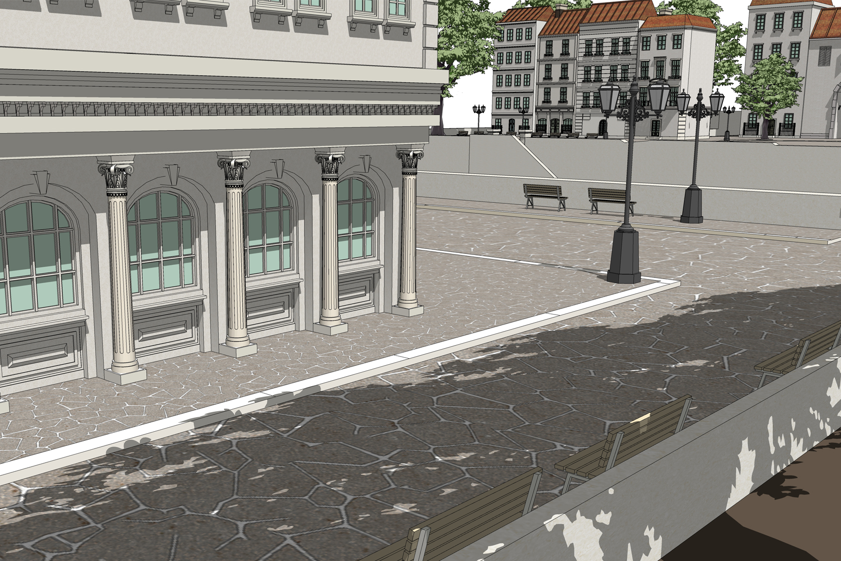 European Style Small City Exterior