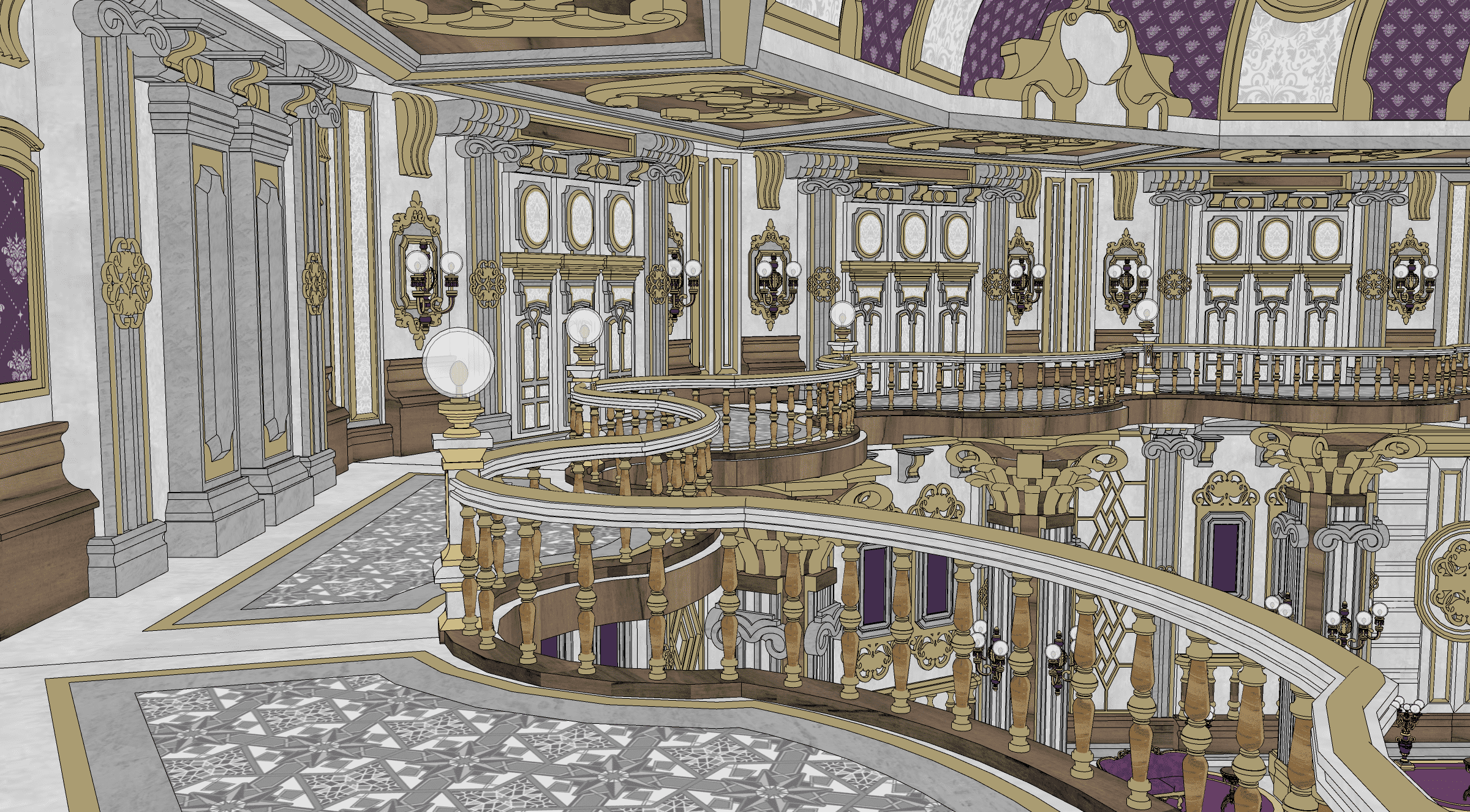 Baroque Style Magic School - Banquet Hall