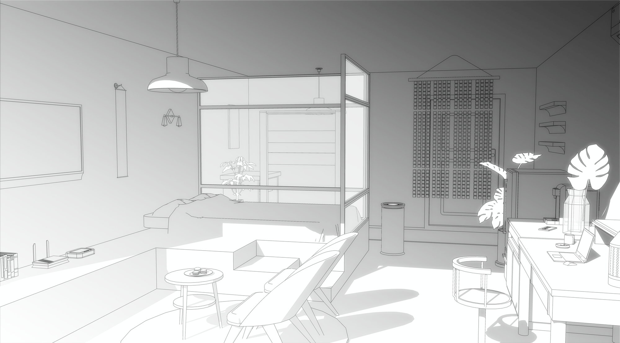 Noir Hong Kong style officetel room