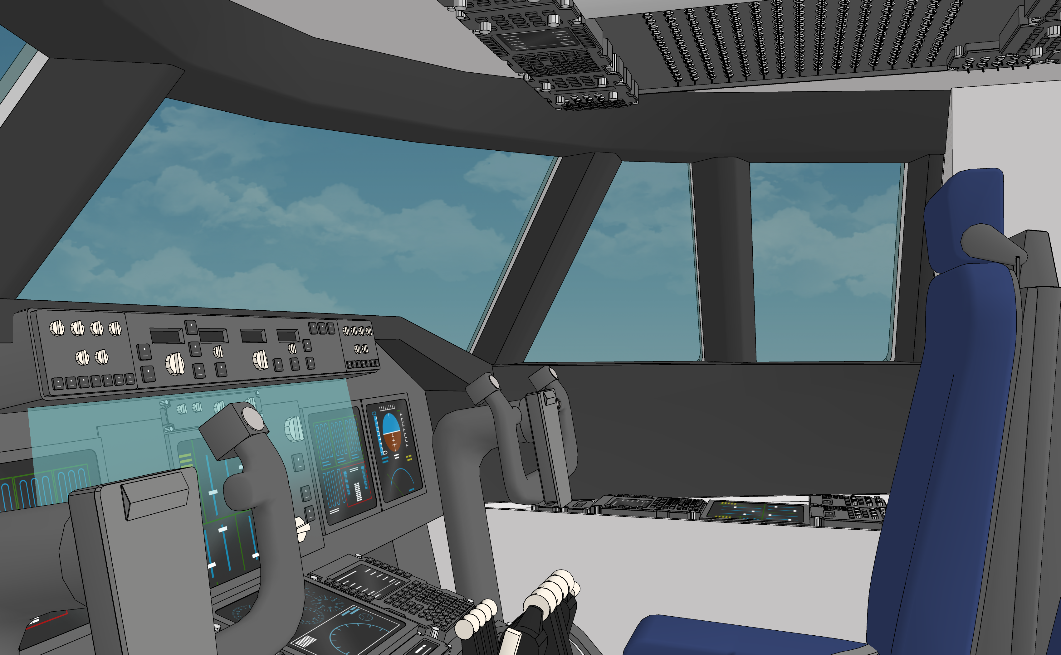 Airplane Cockpit and Cabin Interior Set