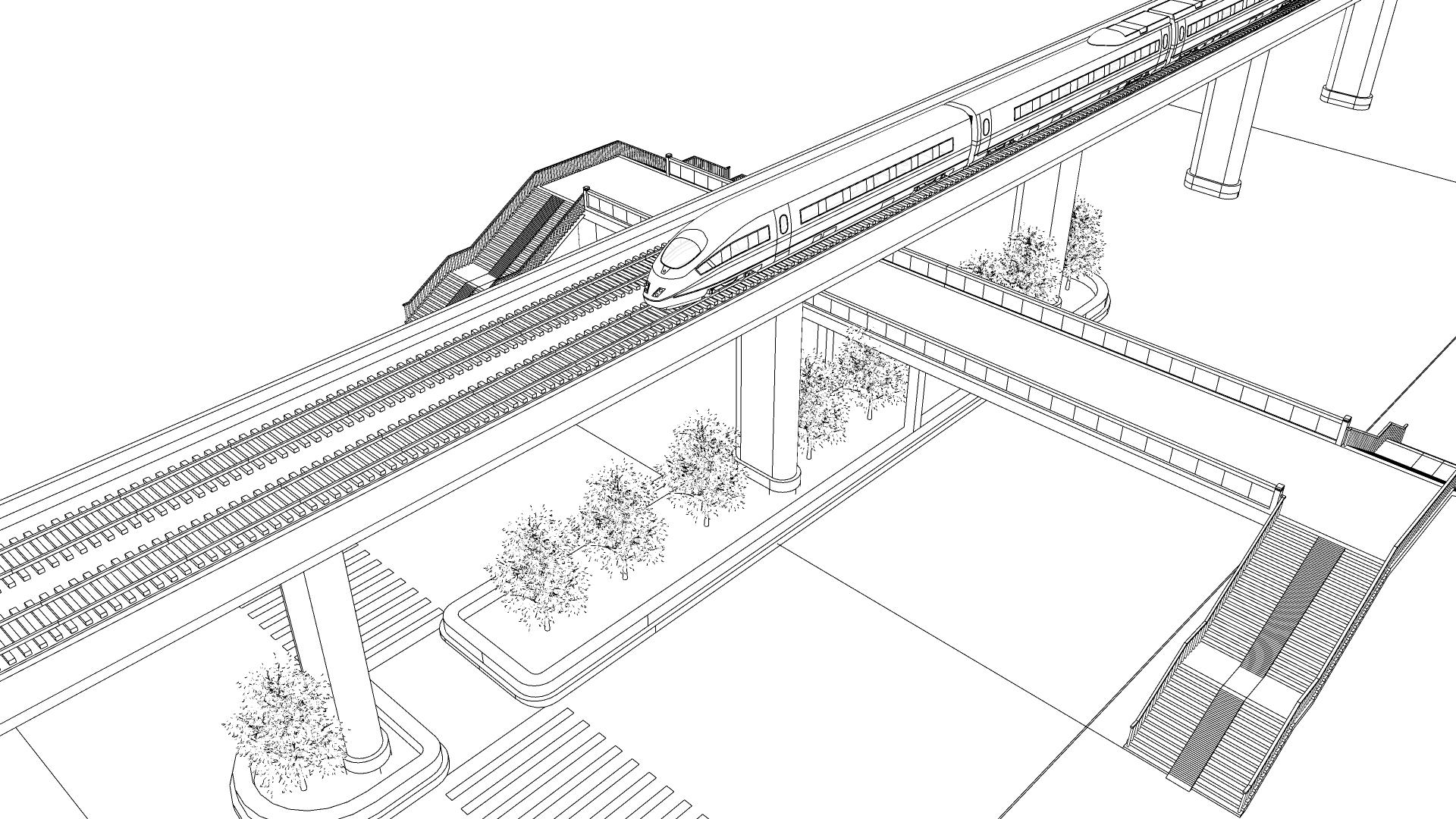 High-speed rail, Overpass, Train