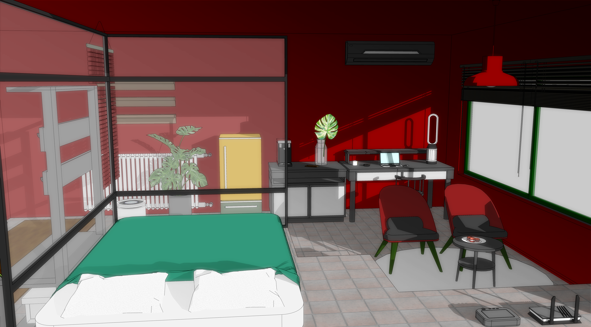 Noir Hong Kong style officetel room