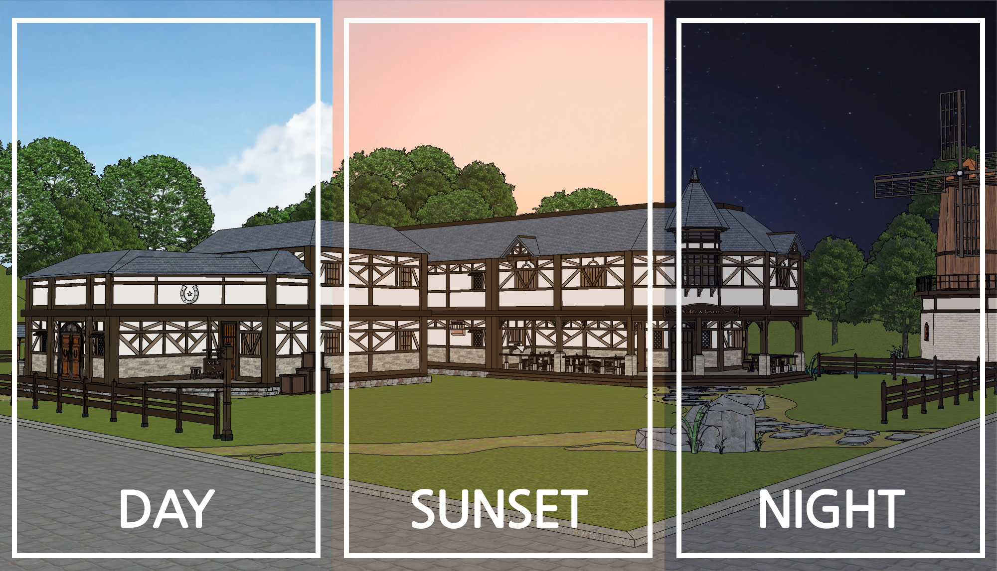 Inn with Fantasy Medieval Style Stables