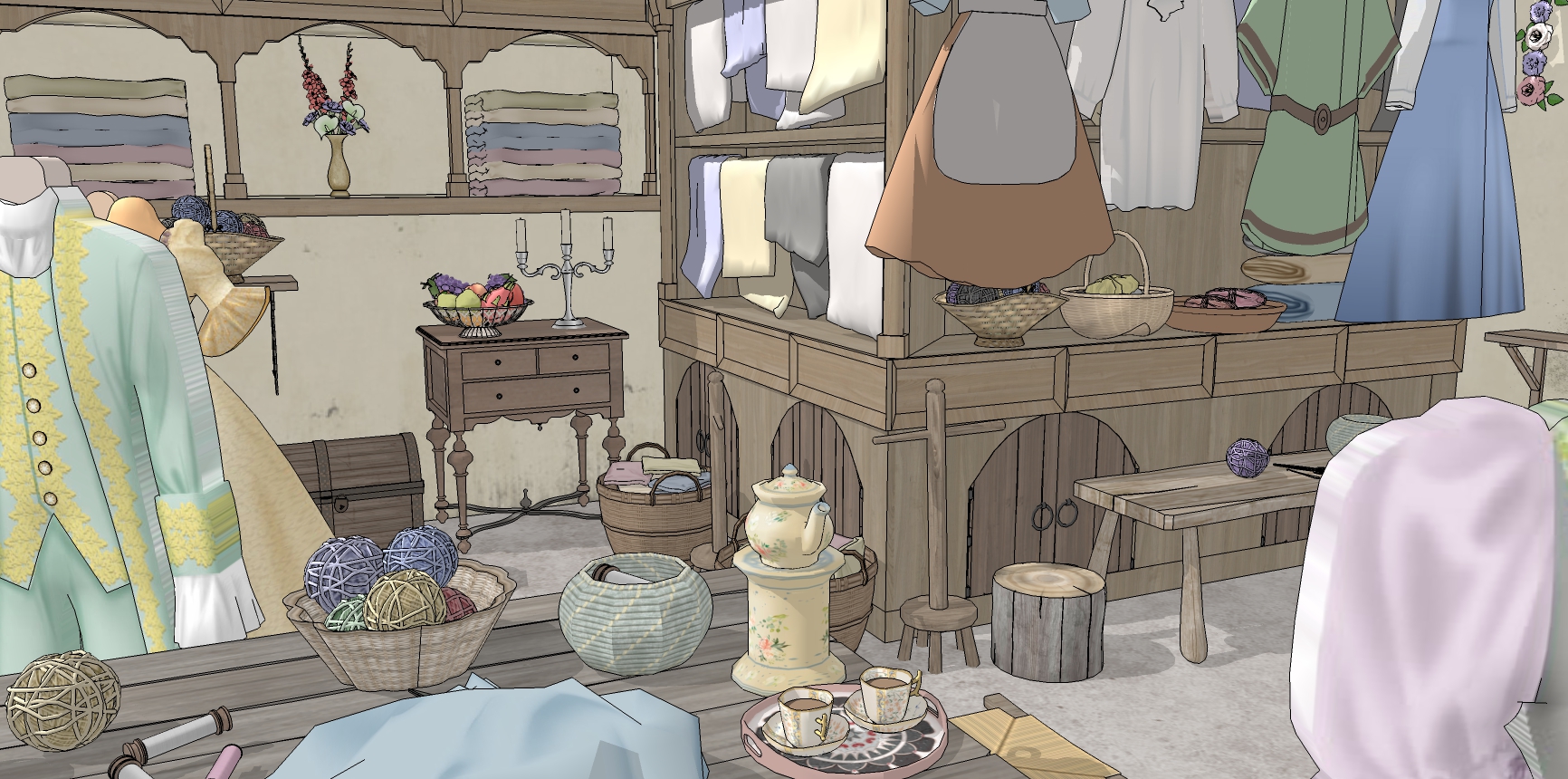 Medieval Village Scenery and Shops