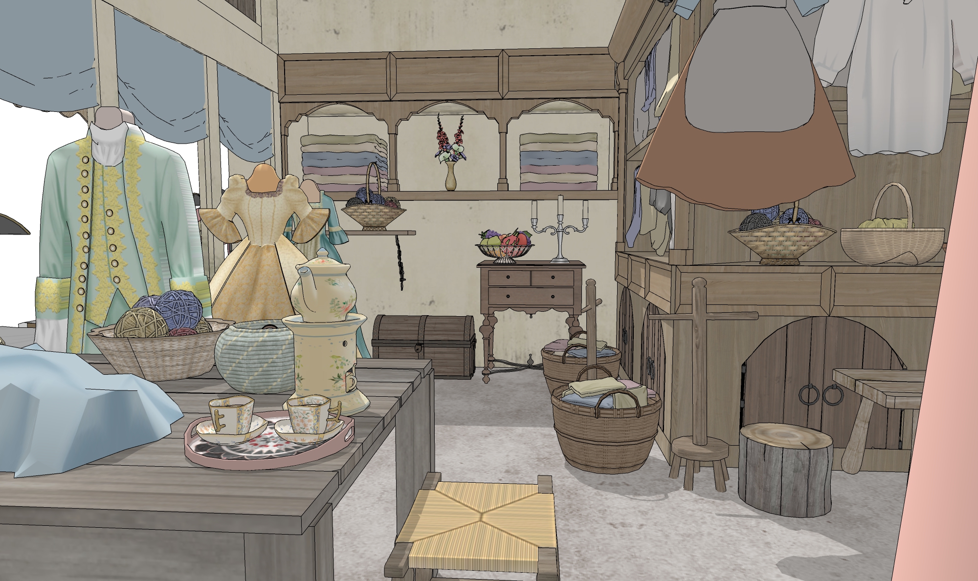 Medieval Village Scenery and Shops