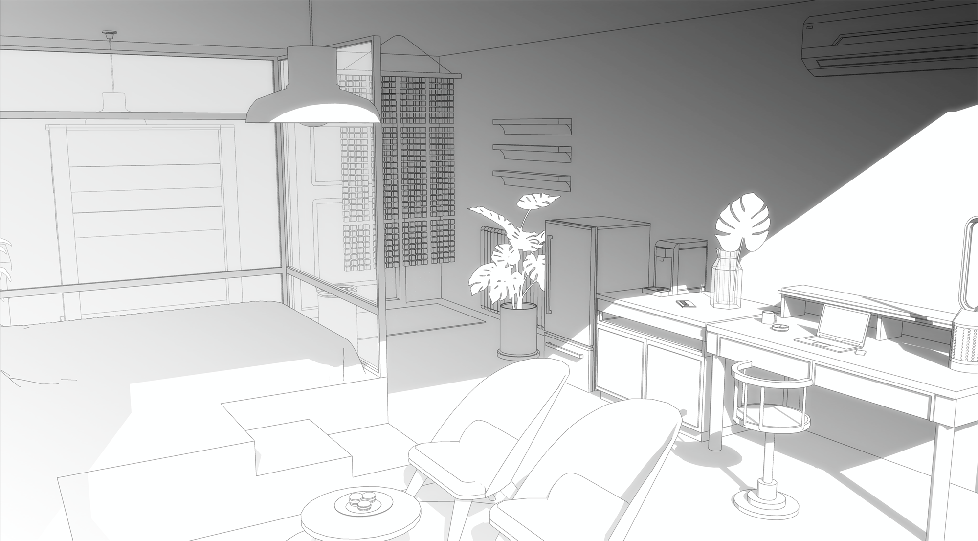 Noir Hong Kong style officetel room