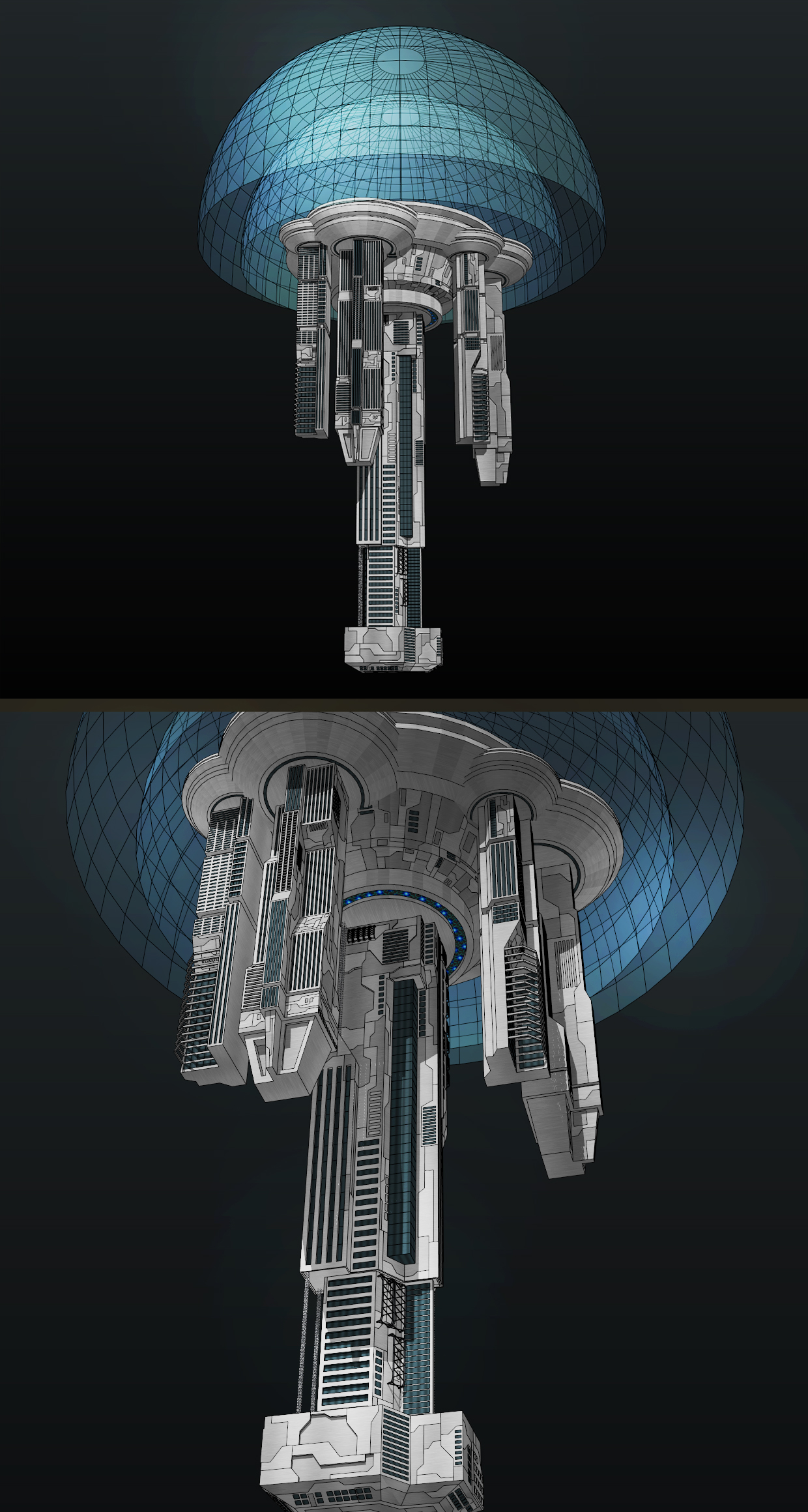 SF Style Dyson Sphere Future City Background Set