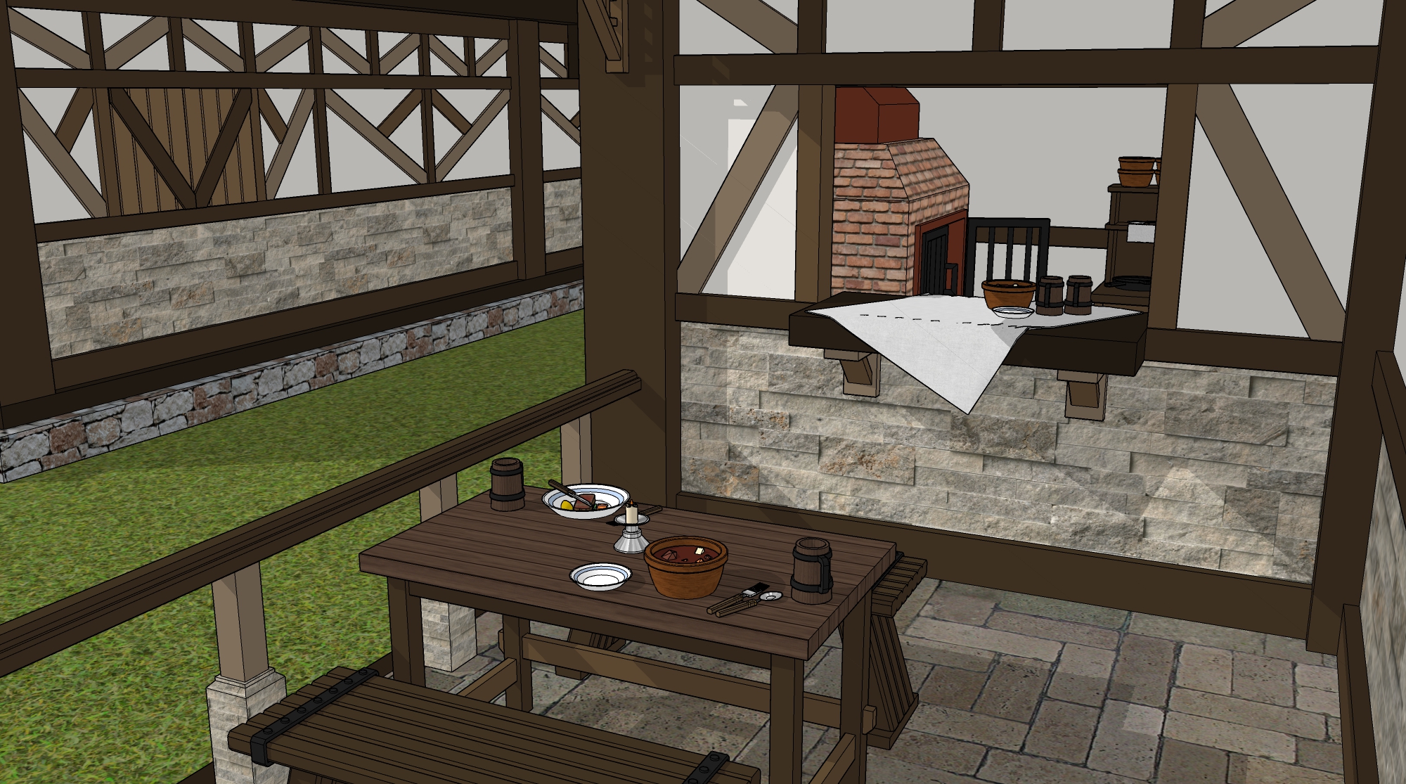 Inn with Fantasy Medieval Style Stables