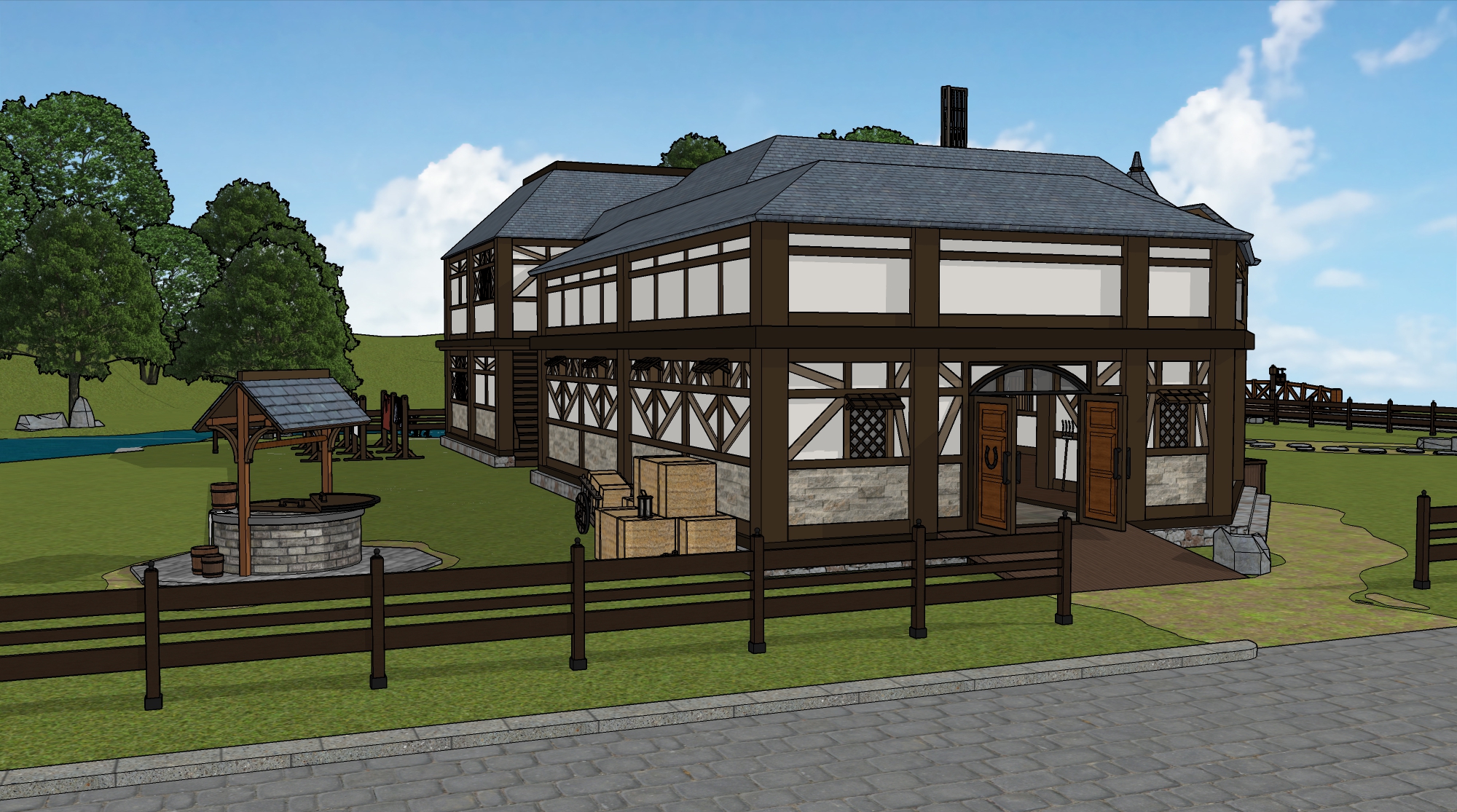 Inn with Fantasy Medieval Style Stables