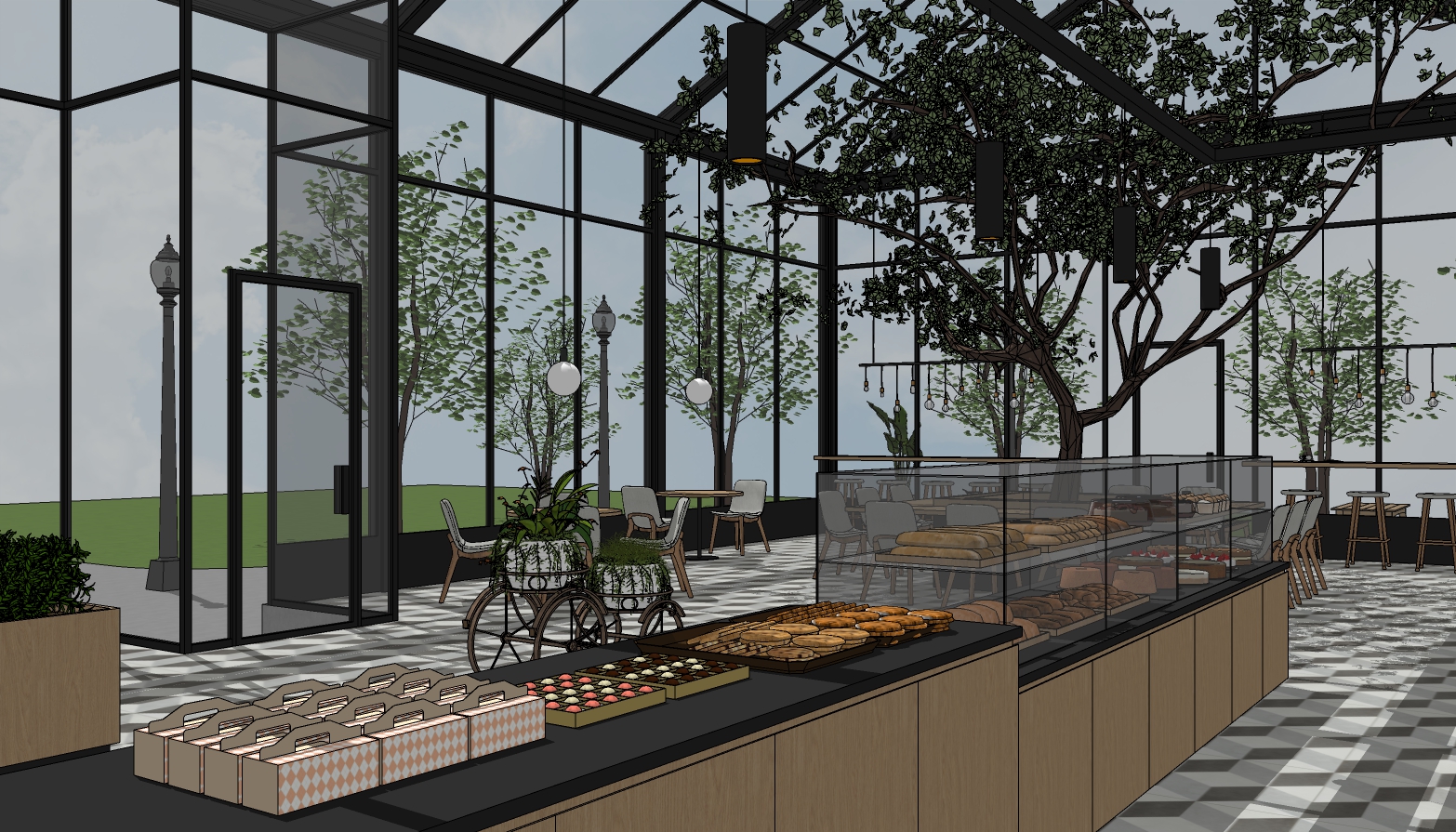 Spacious Glasshouse Cafe