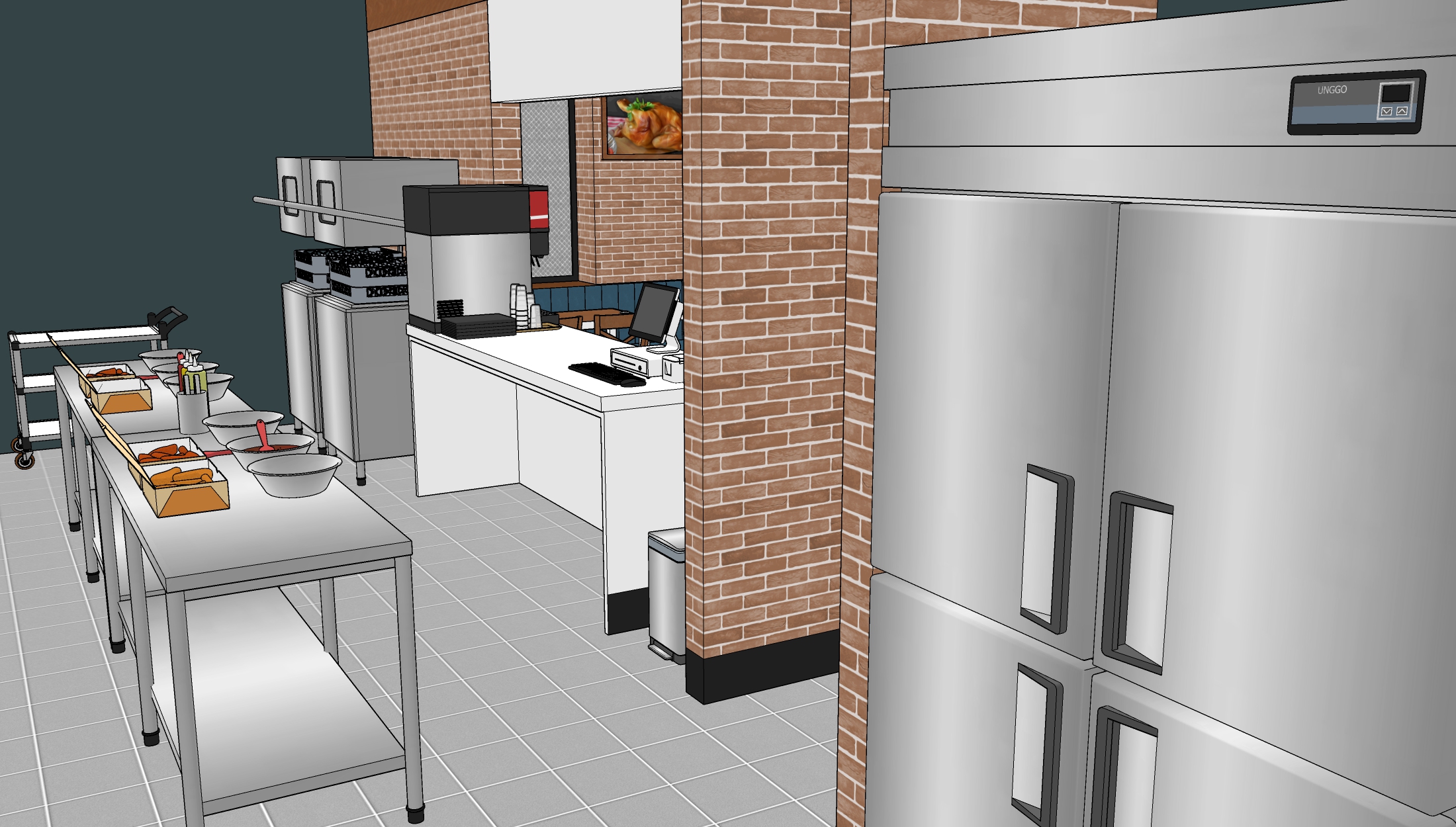 Fried Chicken Restaurant (Interior, Exterior)