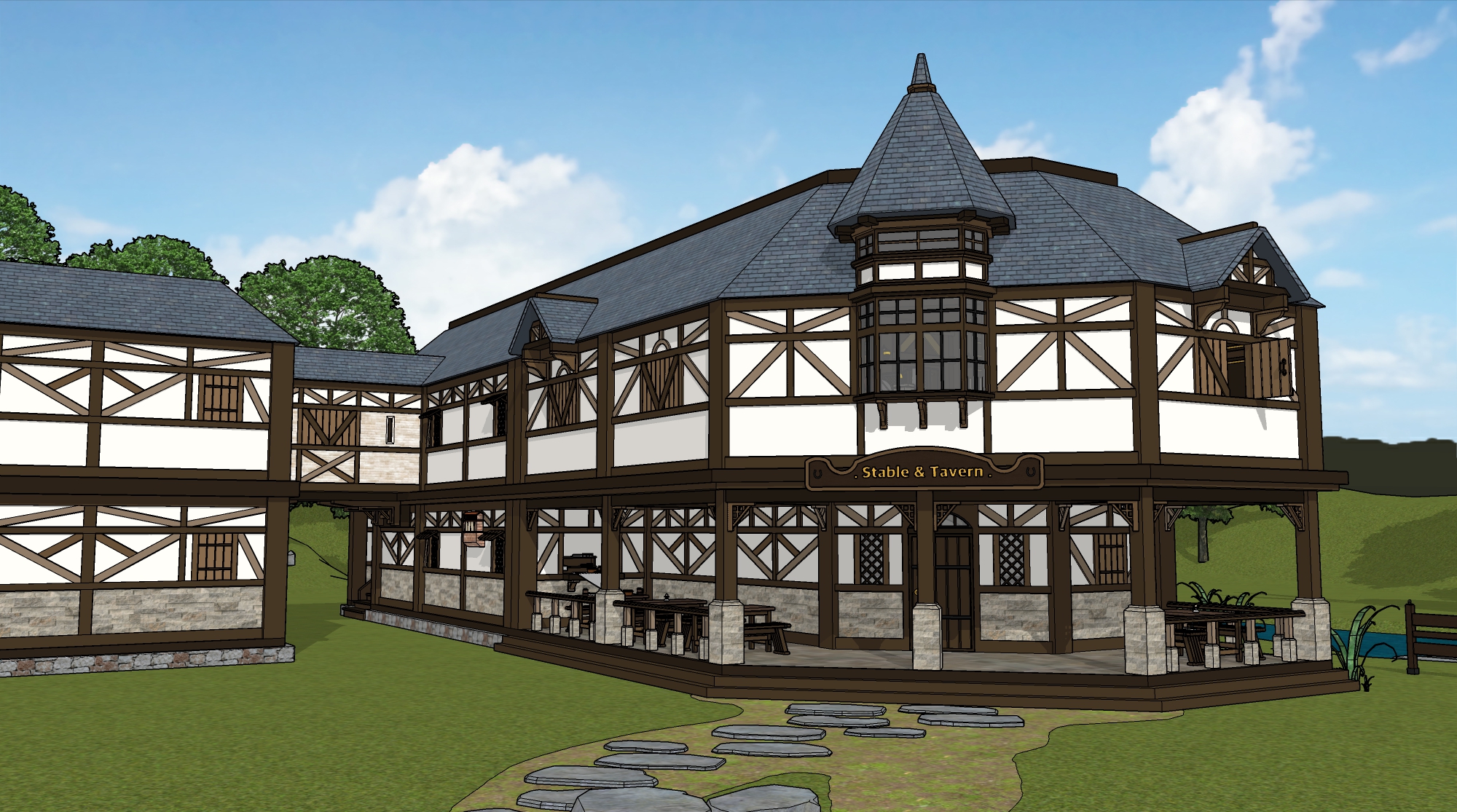 Inn with Fantasy Medieval Style Stables