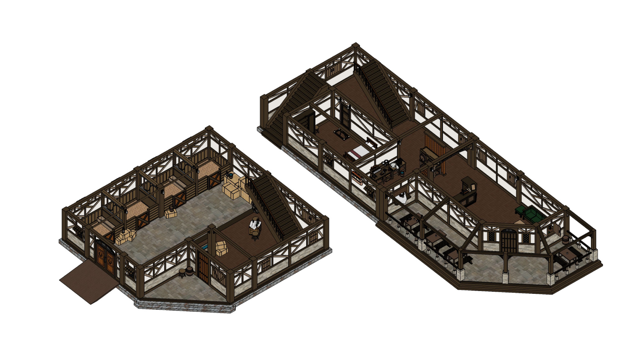 Inn with Fantasy Medieval Style Stables