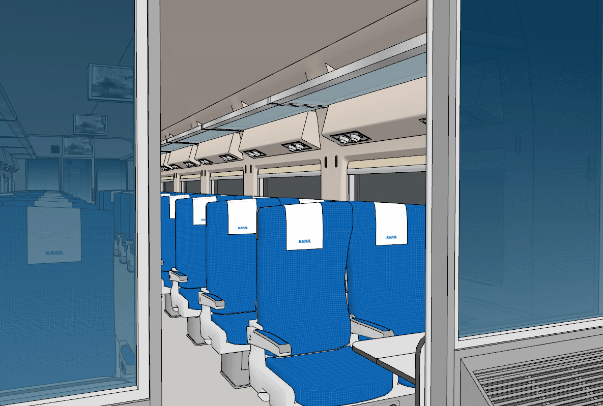 inside of the KTX train, the high-speed railway