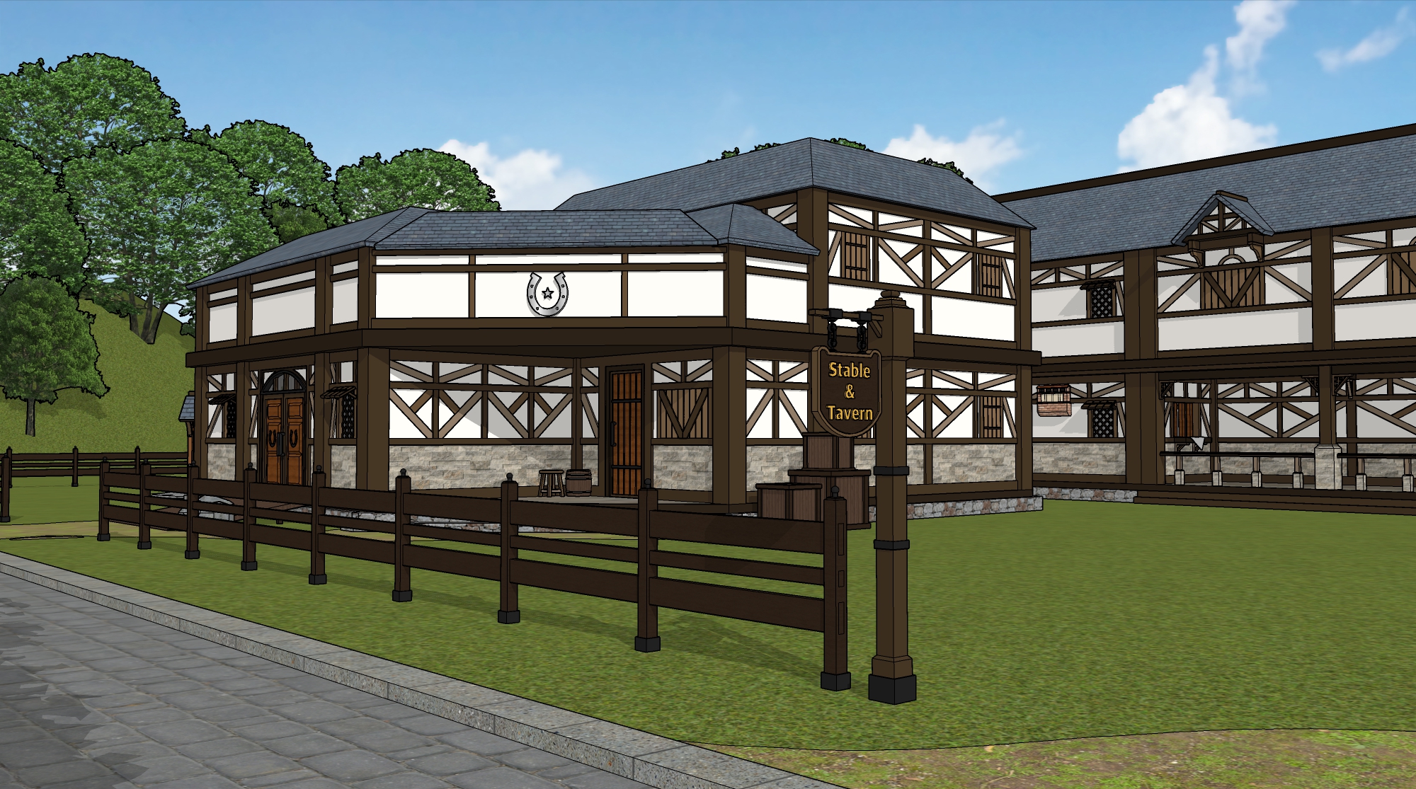 Inn with Fantasy Medieval Style Stables