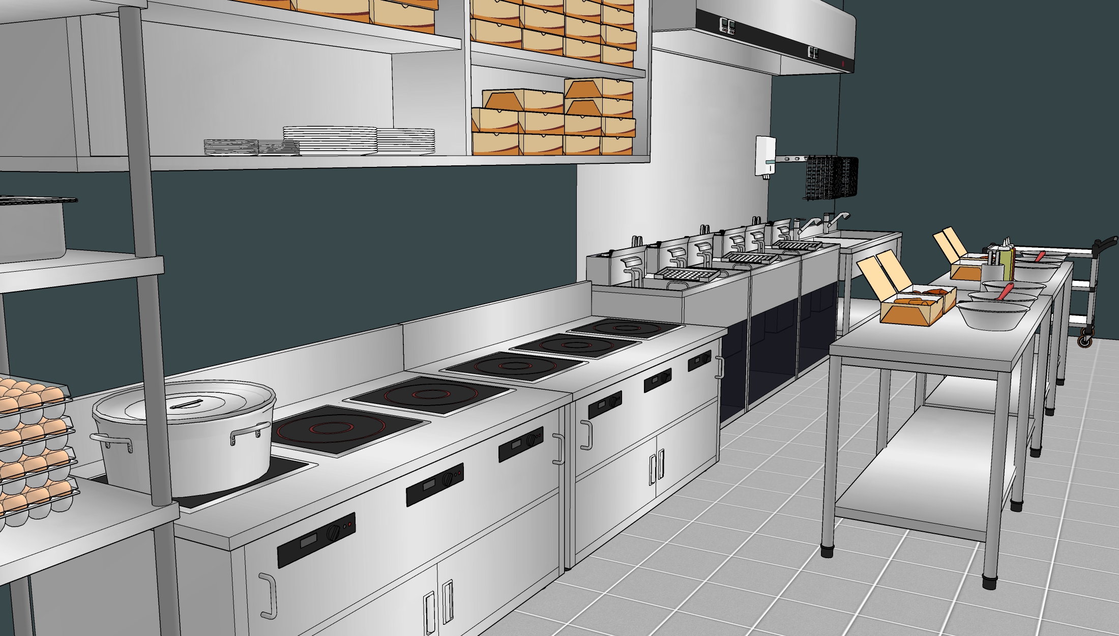 Fried Chicken Restaurant (Interior, Exterior)