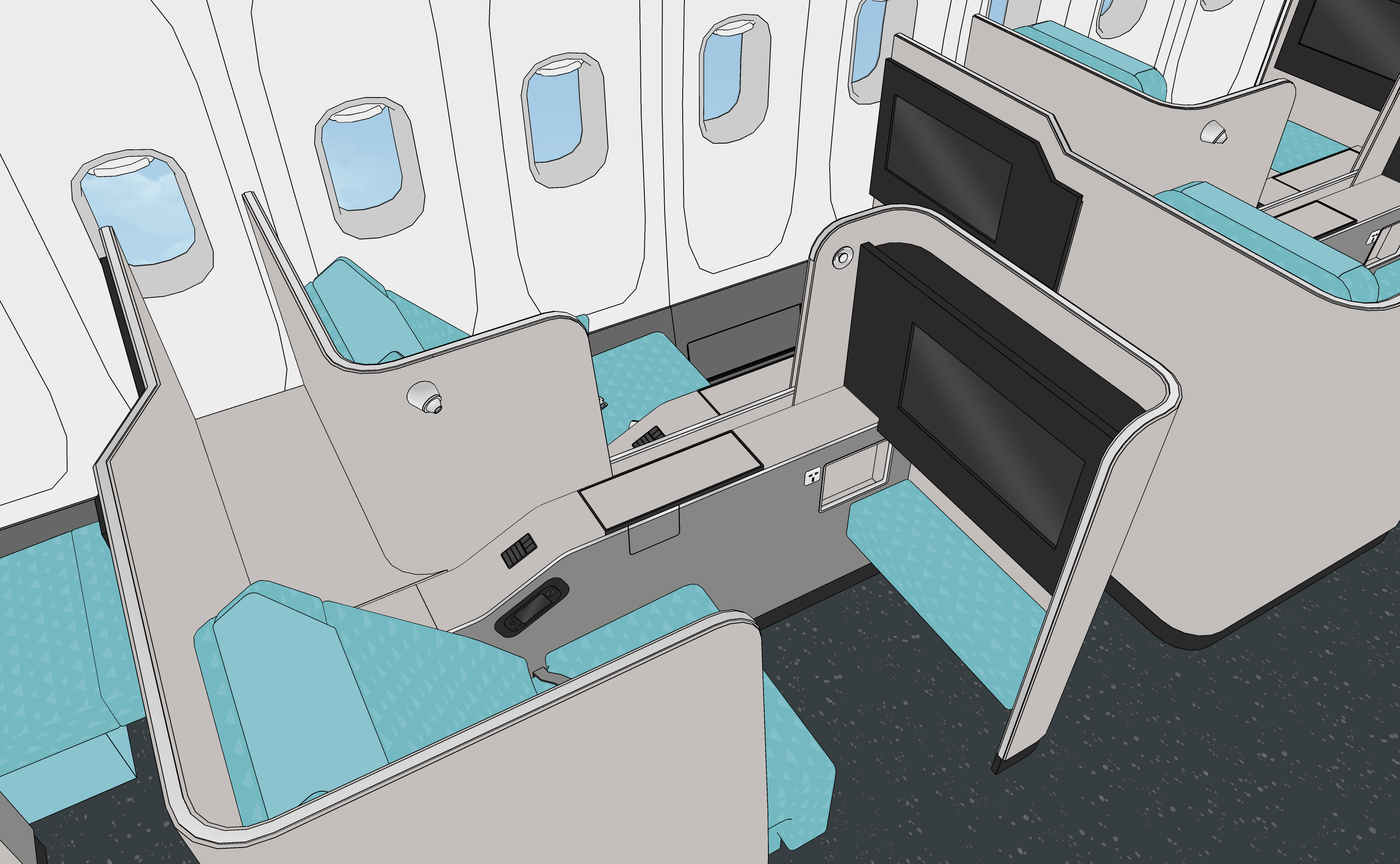 Airplane Cockpit and Cabin Interior Set