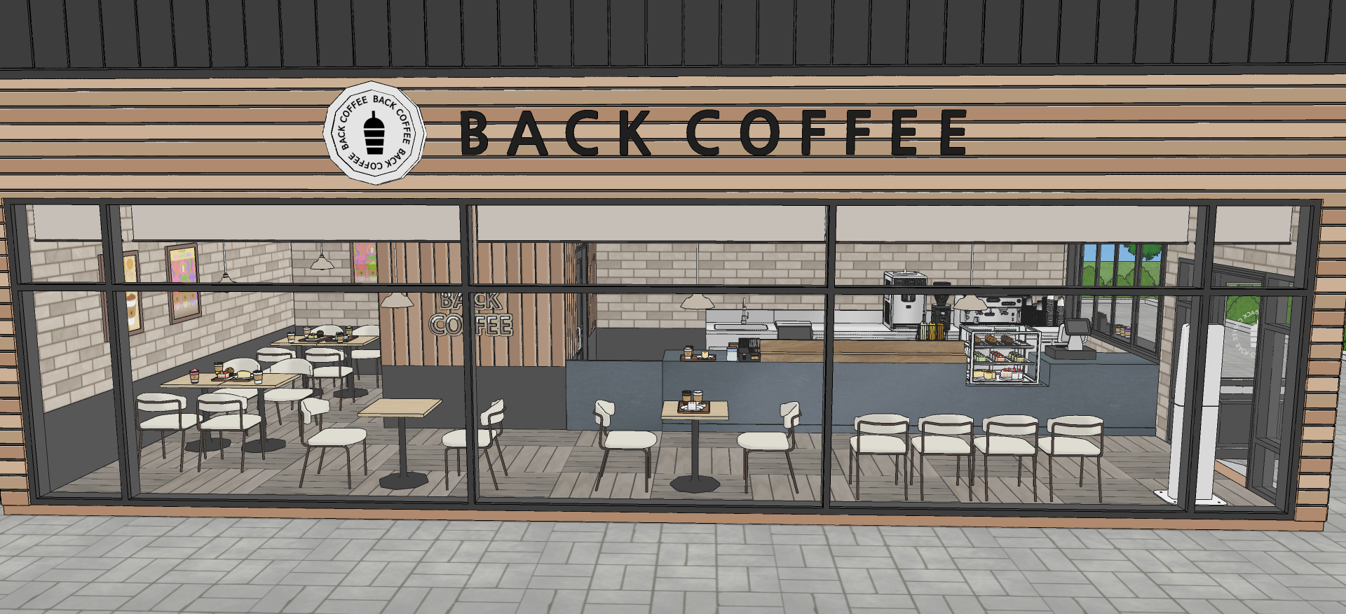 Takeout Cafe - Back Coffee with Drink and Desserts