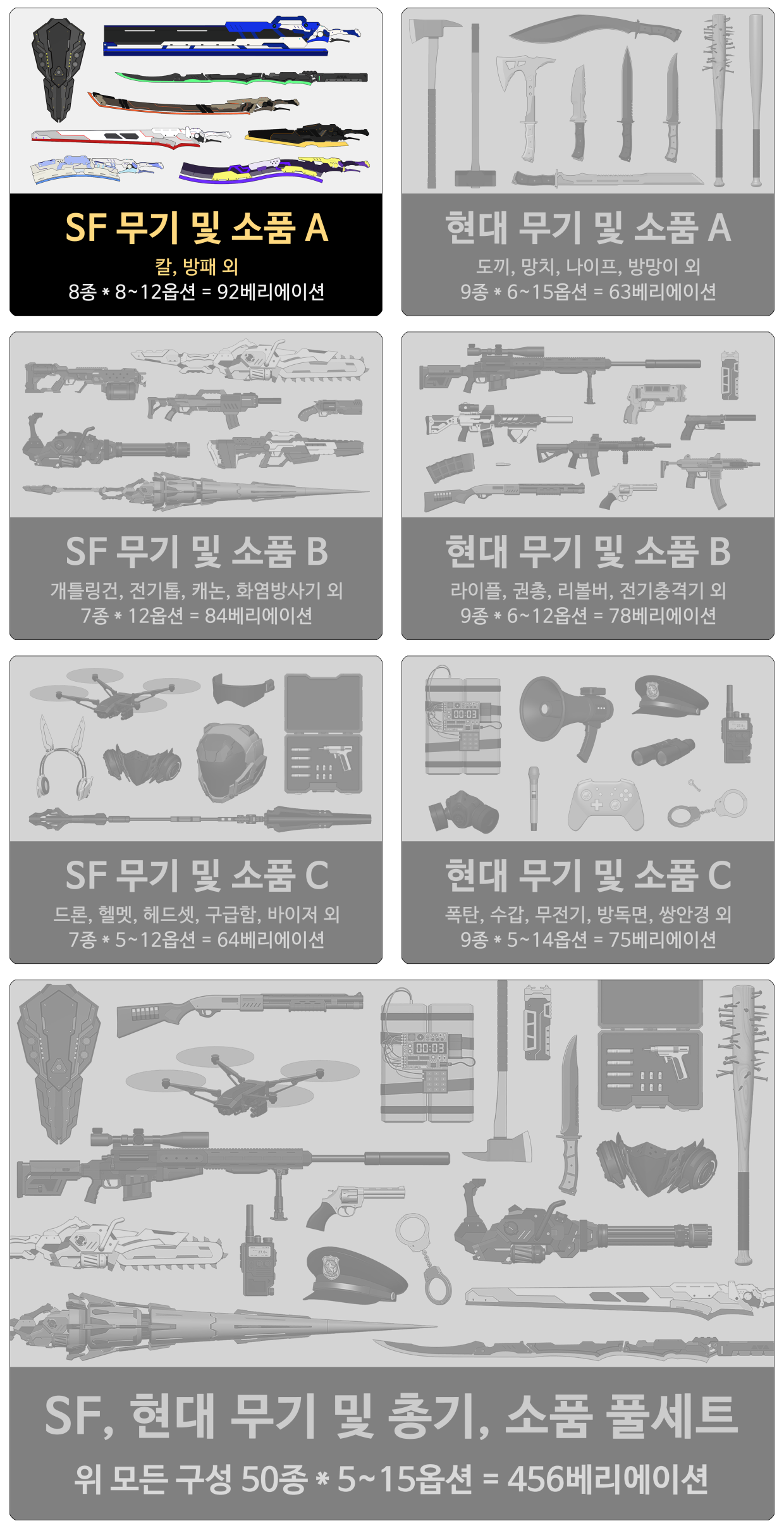 [CLIP 3D] SF weapon and prop A - Sword, shield, etc.