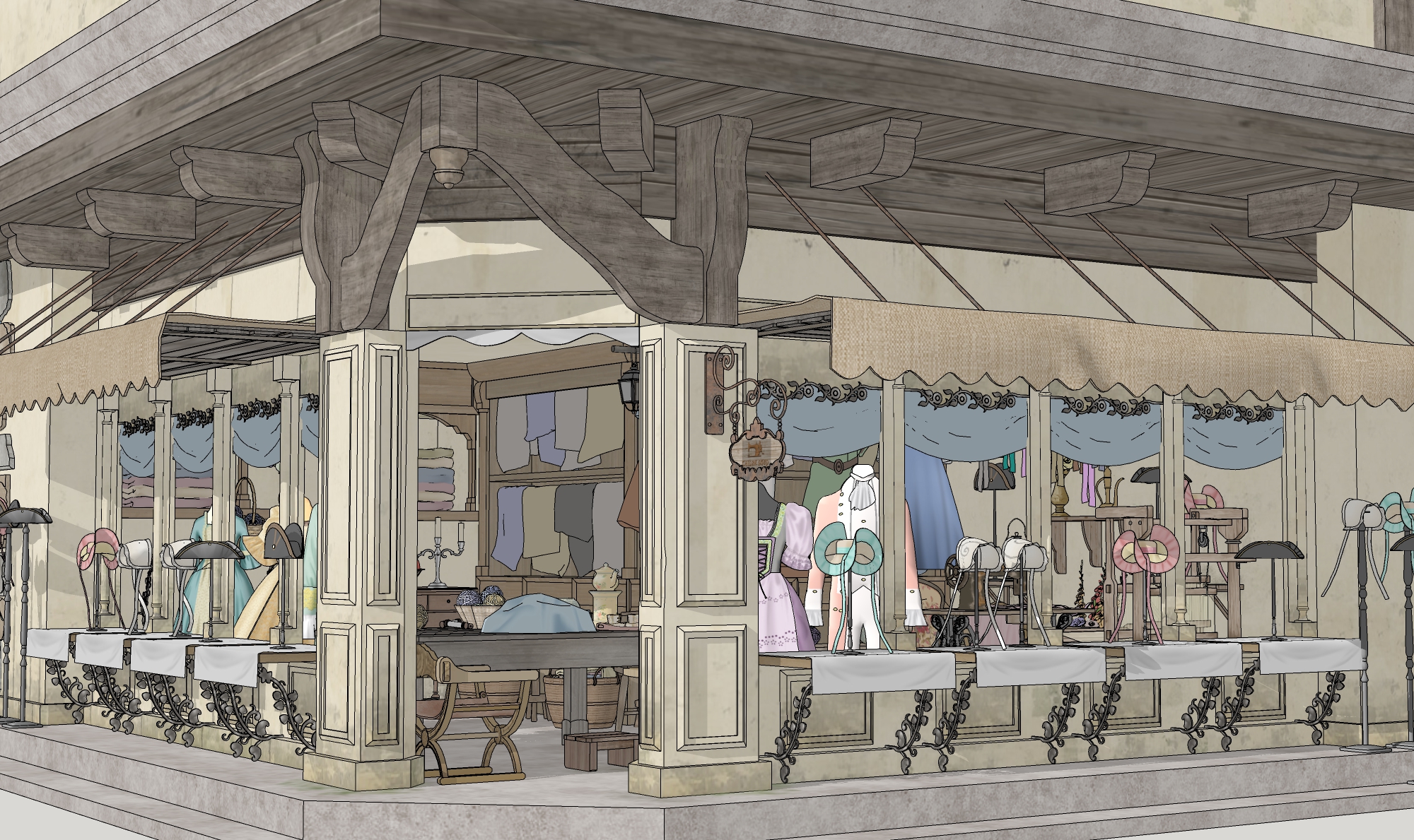 Medieval Village Scenery and Shops