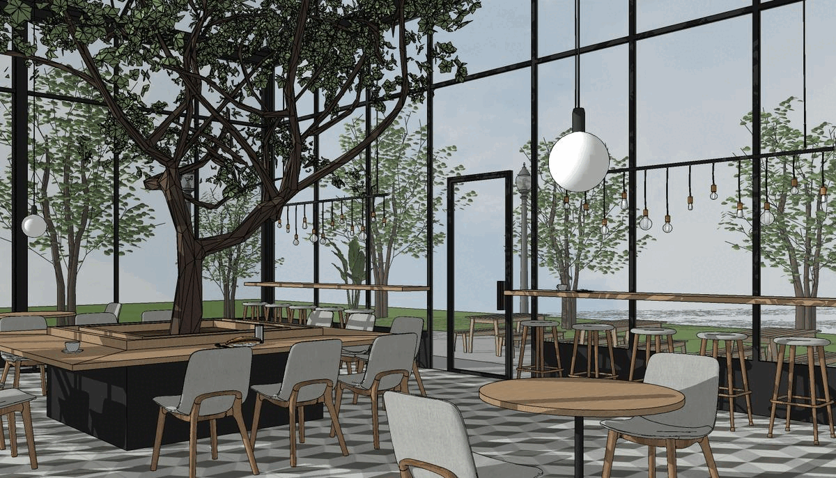 Spacious Glasshouse Cafe