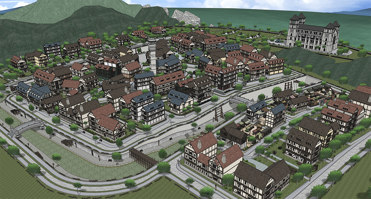 Fantasy Village Full Set (Town Exterior + Cathedral + Pub + House)